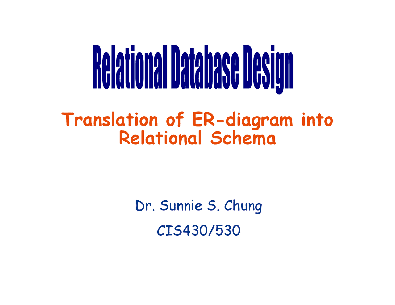 Translation of ER-diagram into Relational Schema | Lecture notes Design ...
