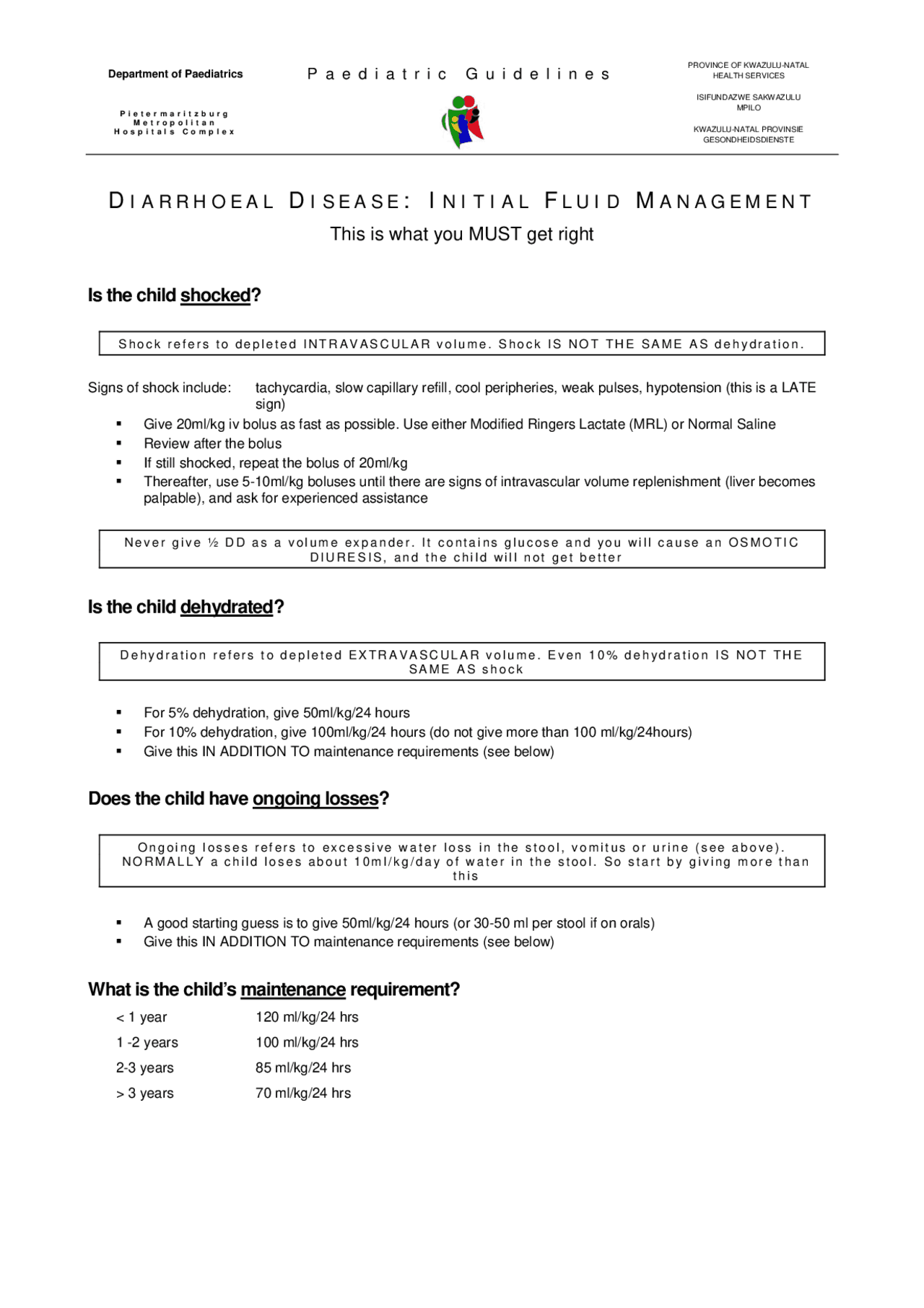 Pediatric Fluid Management: Diarrhea and Dehydration | Slides ...