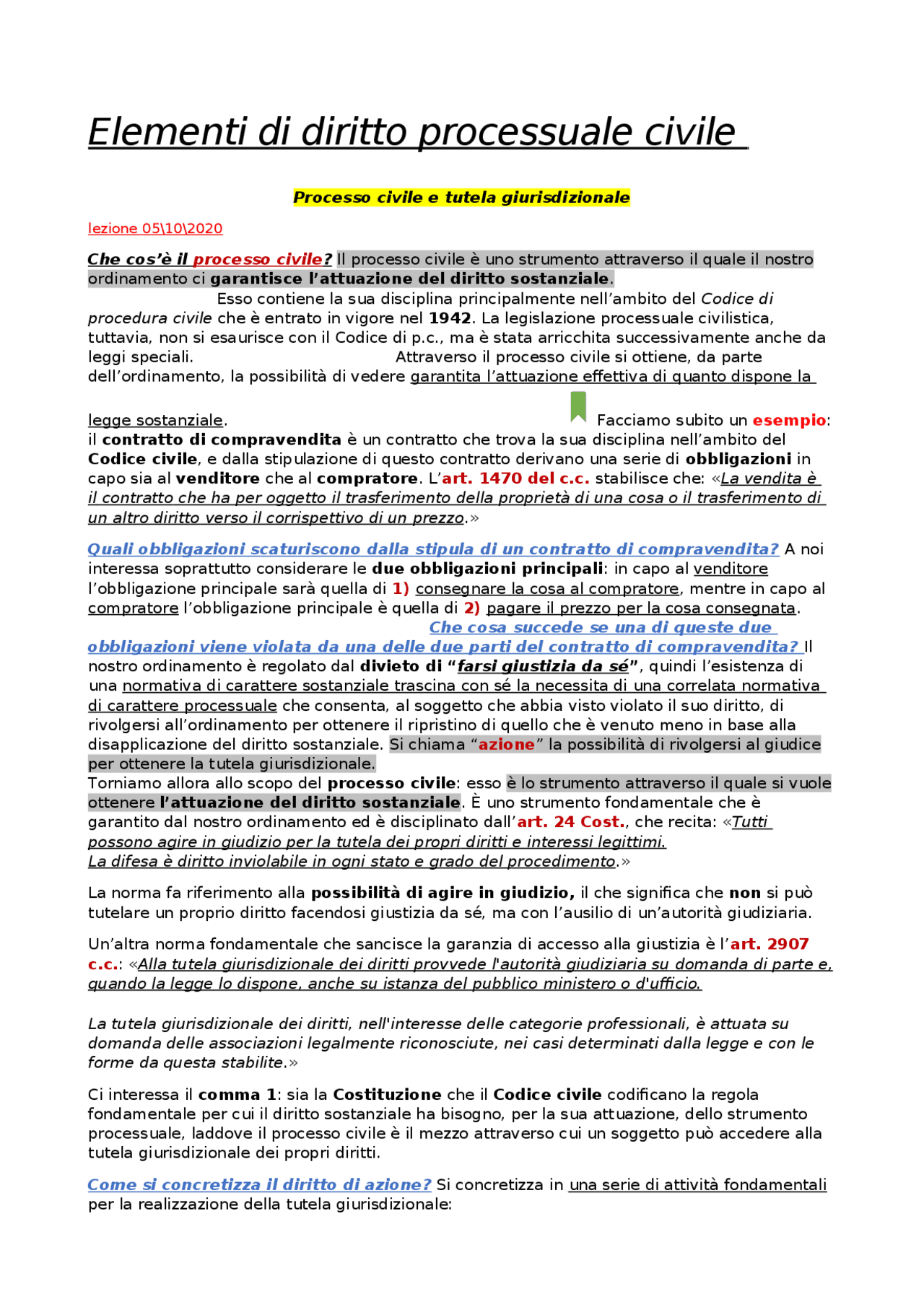 Elementi Di Diritto Processuale Civile Appunti Di Diritto Civile