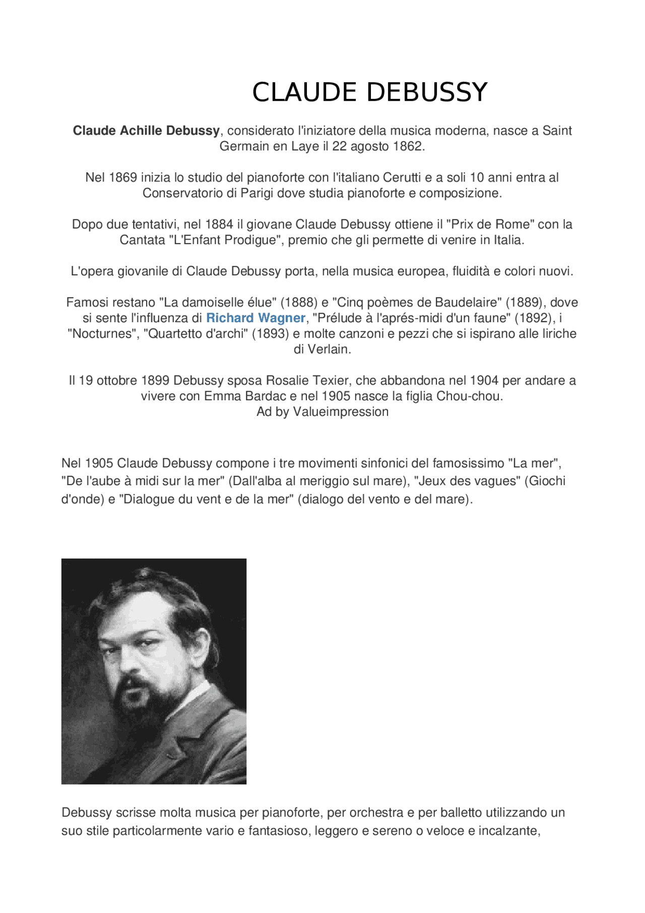 Summary Of Claude Debussy at Beverly Marone blog