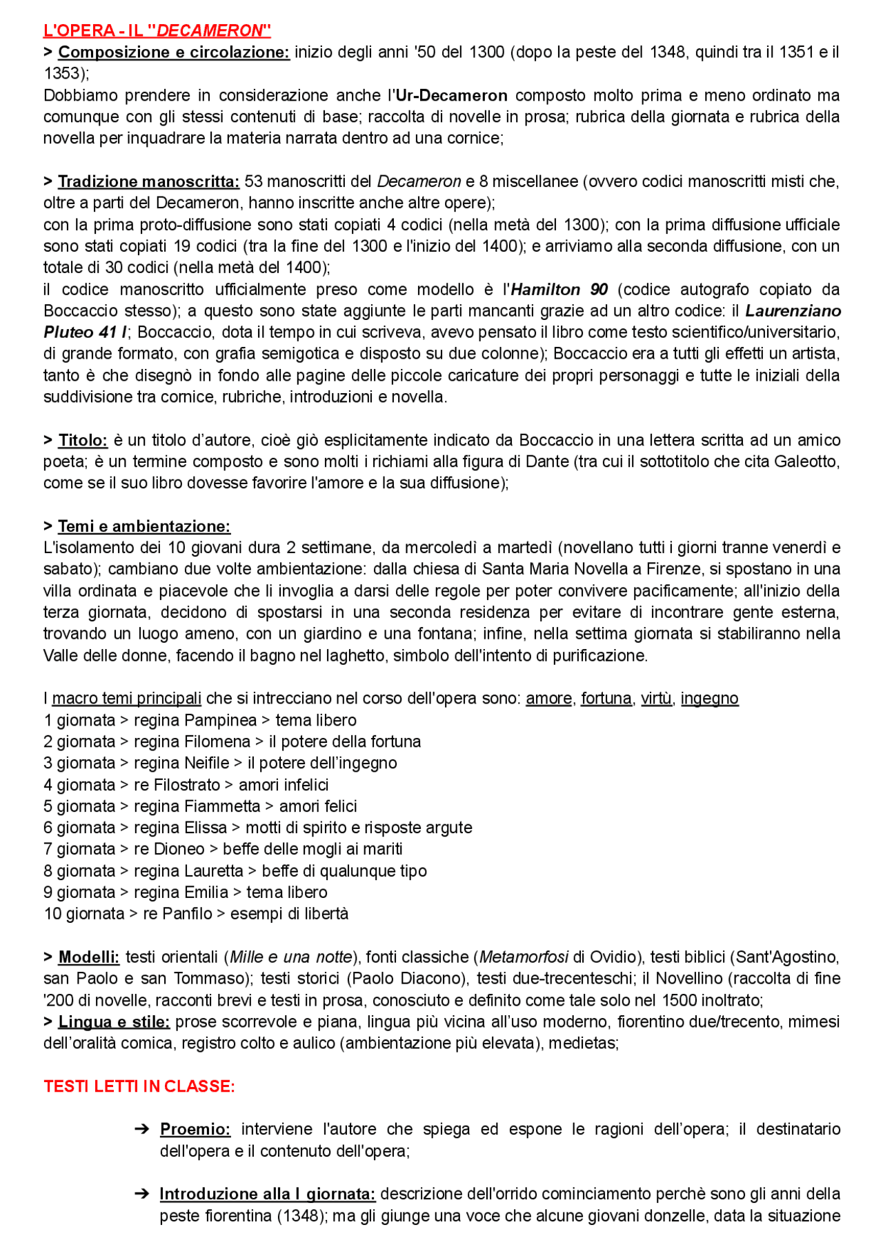 Schema del Decameron | Schemi e mappe concettuali di Letteratura ...