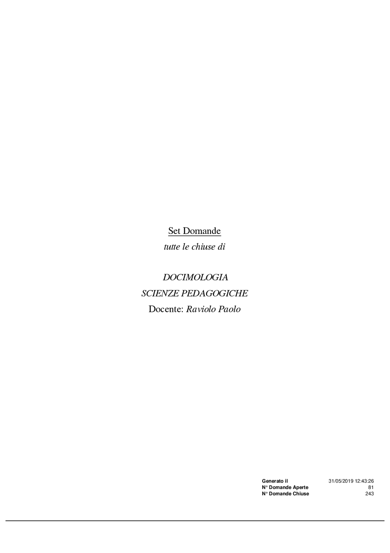Chiuse Multiple Di Docimologia Raviolo Paolo Scienze Pedagogiche