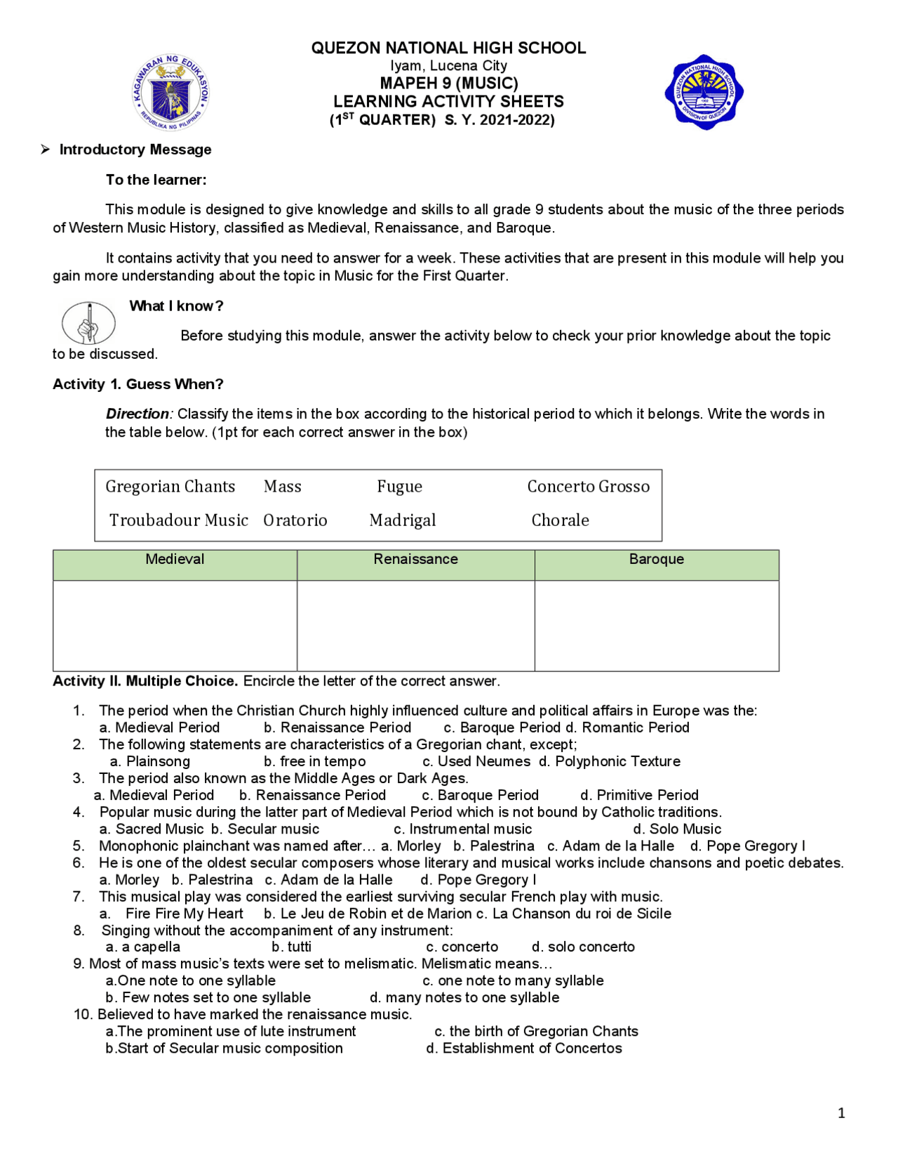 Music History: Medieval, Renaissance, and Baroque Periods | Slides ...