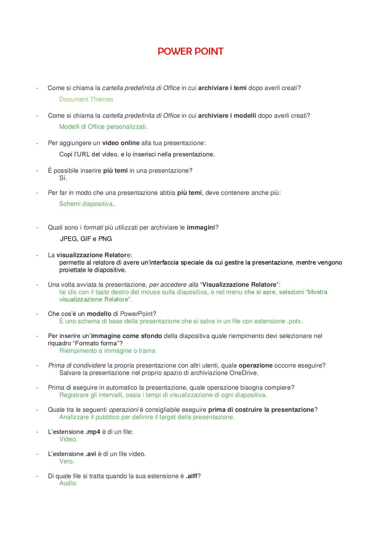 POWER POINT - EIPASS PROGRESSIVE | Panieri di Elementi di Informatica | Docsity