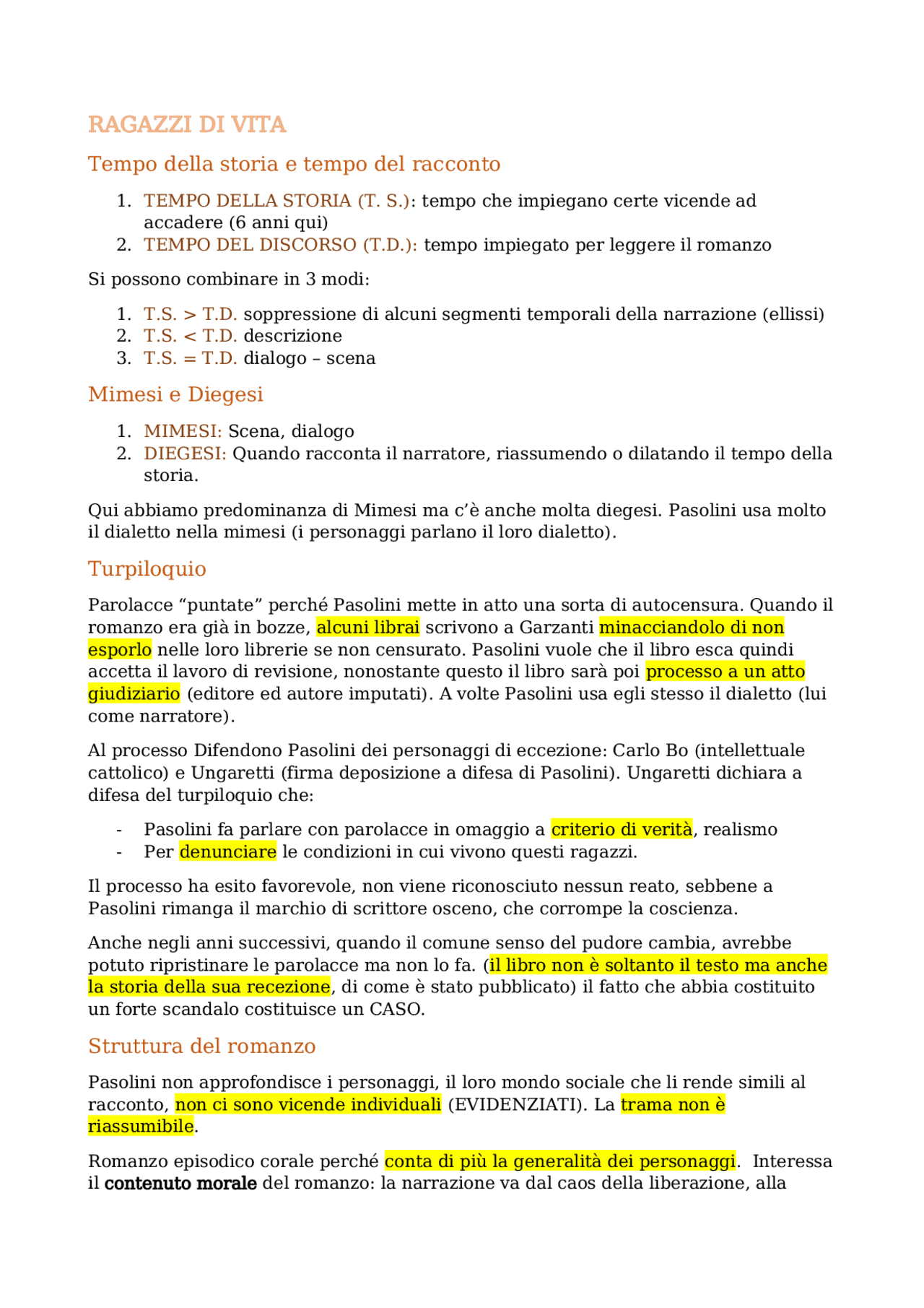 Ragazzi Di Vita Pasolini Appunti Di Letteratura Italiana Docsity