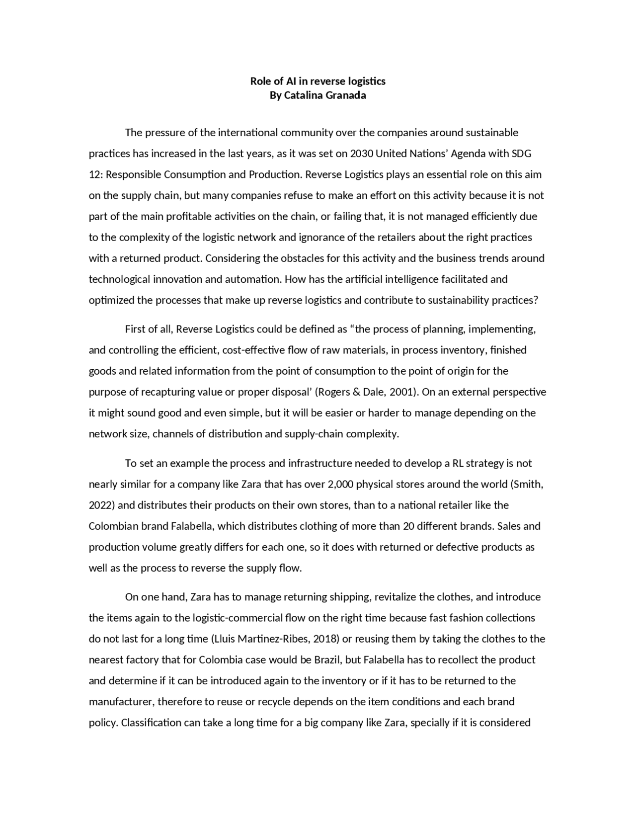 Role Of Ai In Reverse Logistic Monografías Ensayos De Logística
