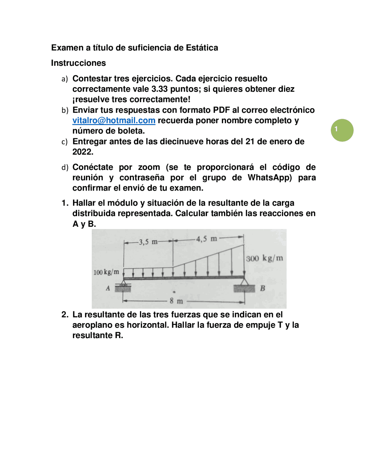 Examen Ets De Estatica Ing Civil Exámenes De Estática Docsity