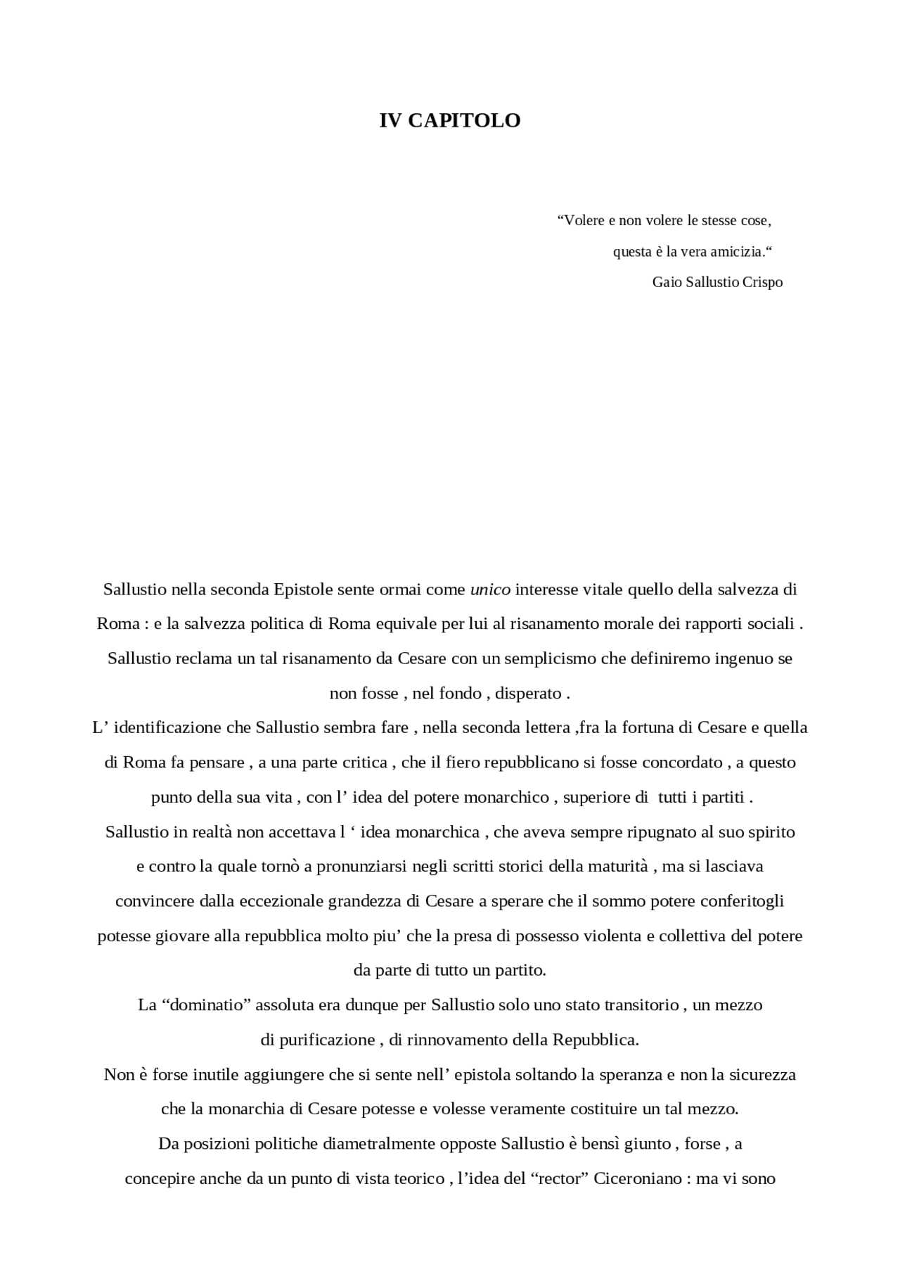 IV CAPITOLO SALLUSTIO | Tesi di laurea di Lingua Latina - Docsity