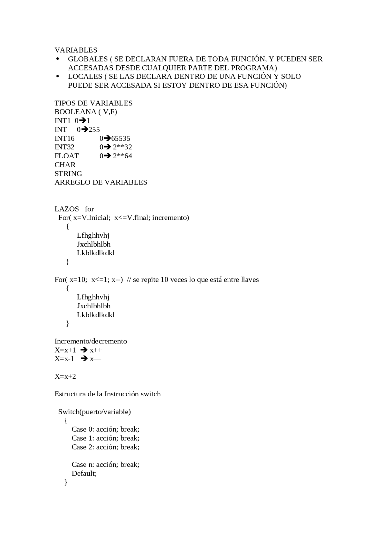 Variables y Funciones en Programación | Ejercicios de Matemáticas | Docsity