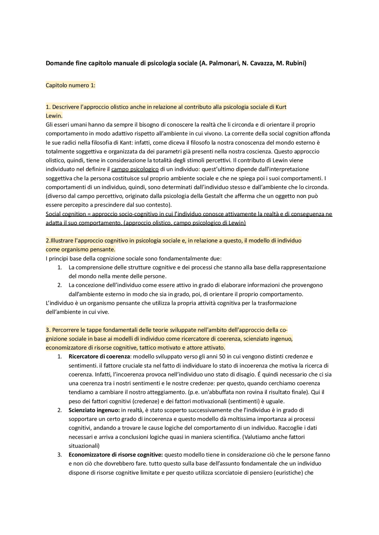 DOMANDE E RISPOSTE FINE CAPITOLO - PSICOLOGIA SOCIALE | Appunti di ...