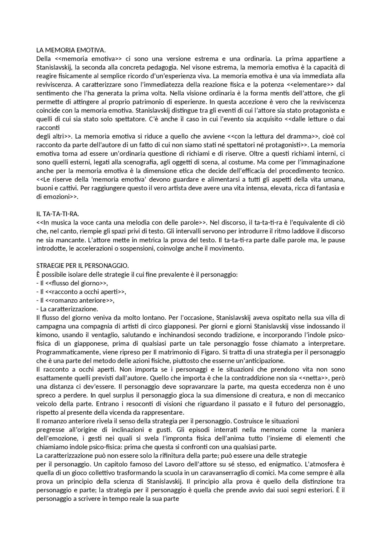 Dispensa Su Stanislavskij Riassunto Pt2 Schemi E Mappe Concettuali Di