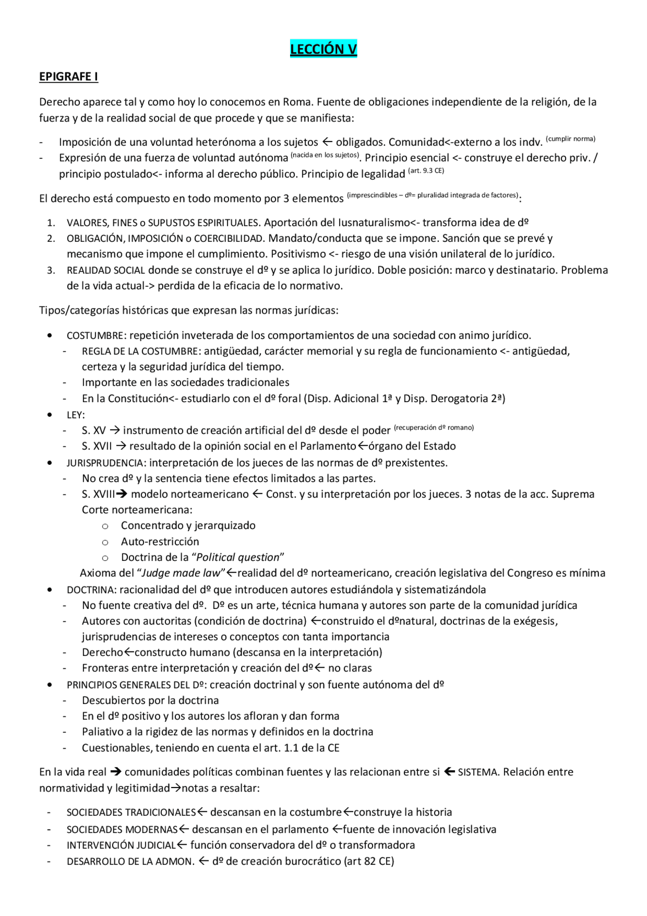 LECCIÓN 5 - RESUMEN | Resúmenes de Derecho Constitucional | Docsity