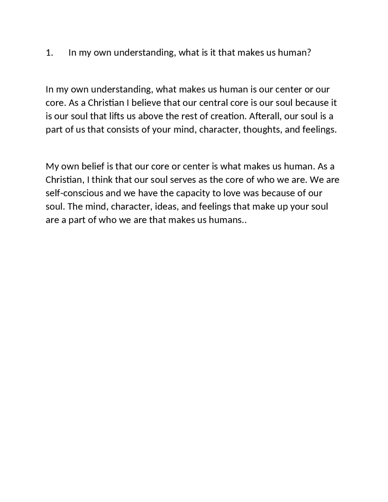 What qualities makes us humans? | Essays (high school) English | Docsity