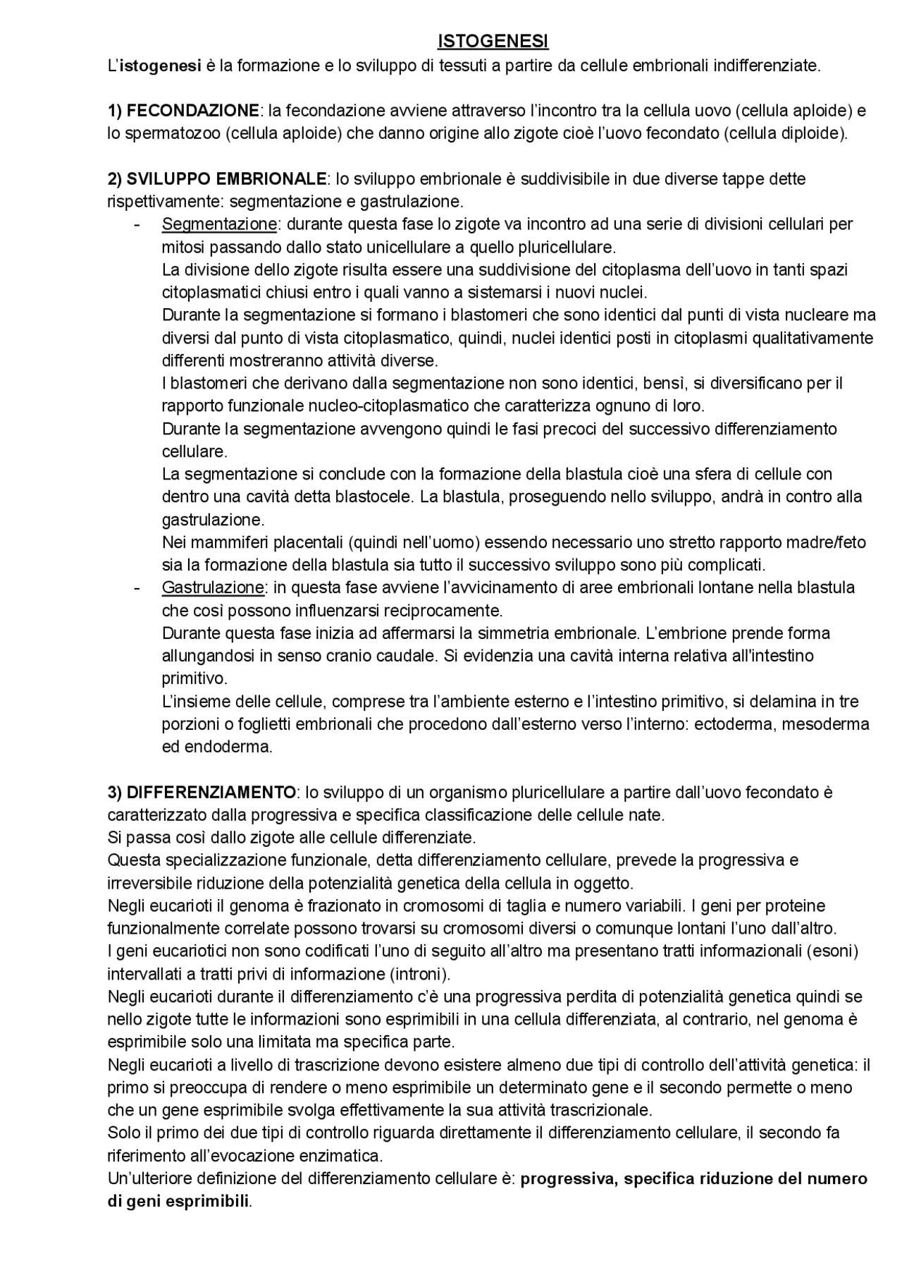 Appunti istologia completi per sostenere l’esame senza altri mezzi di studio | Appunti di ...