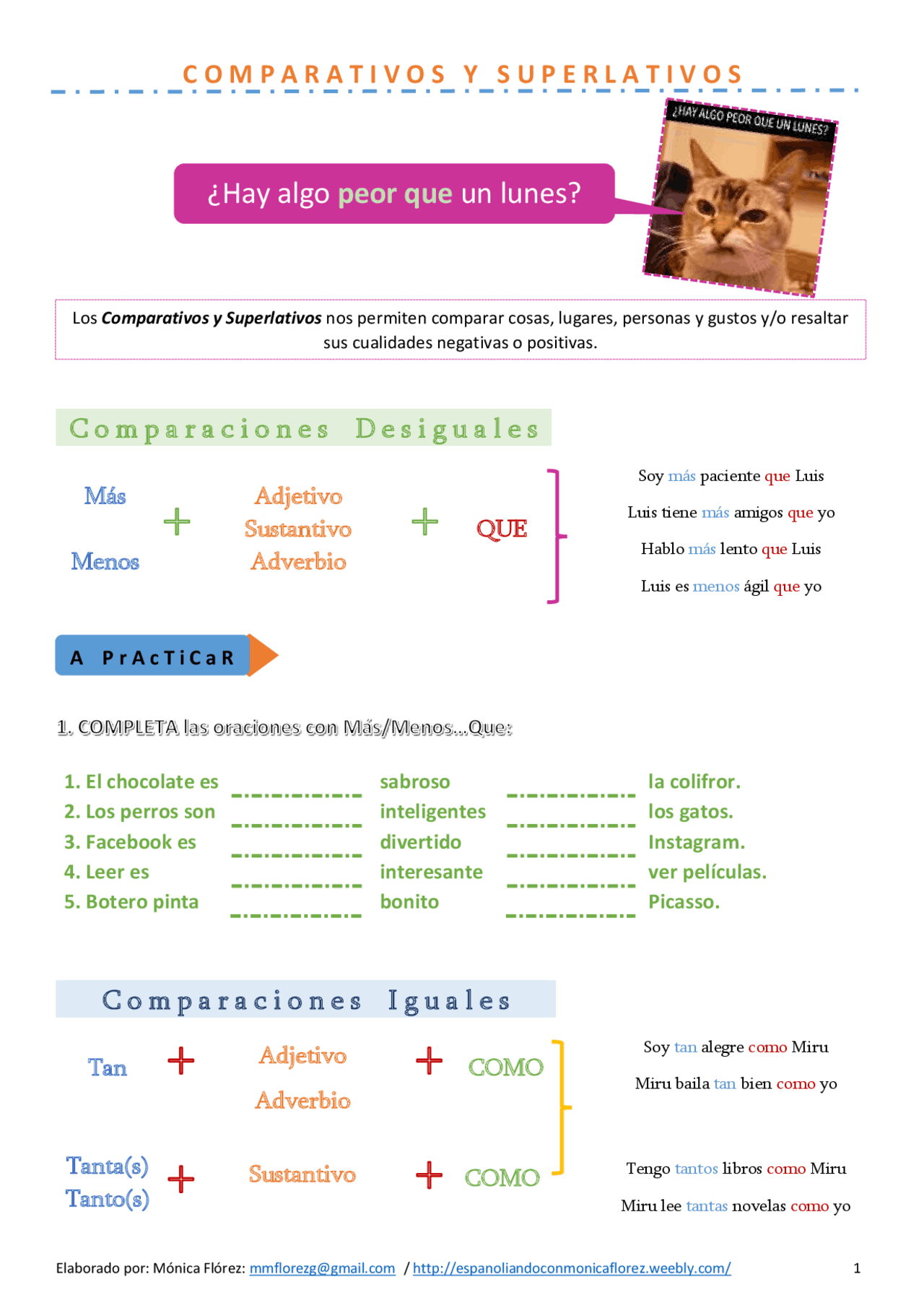 Comparativi in spagnolo | Slide di Spagnolo | Docsity