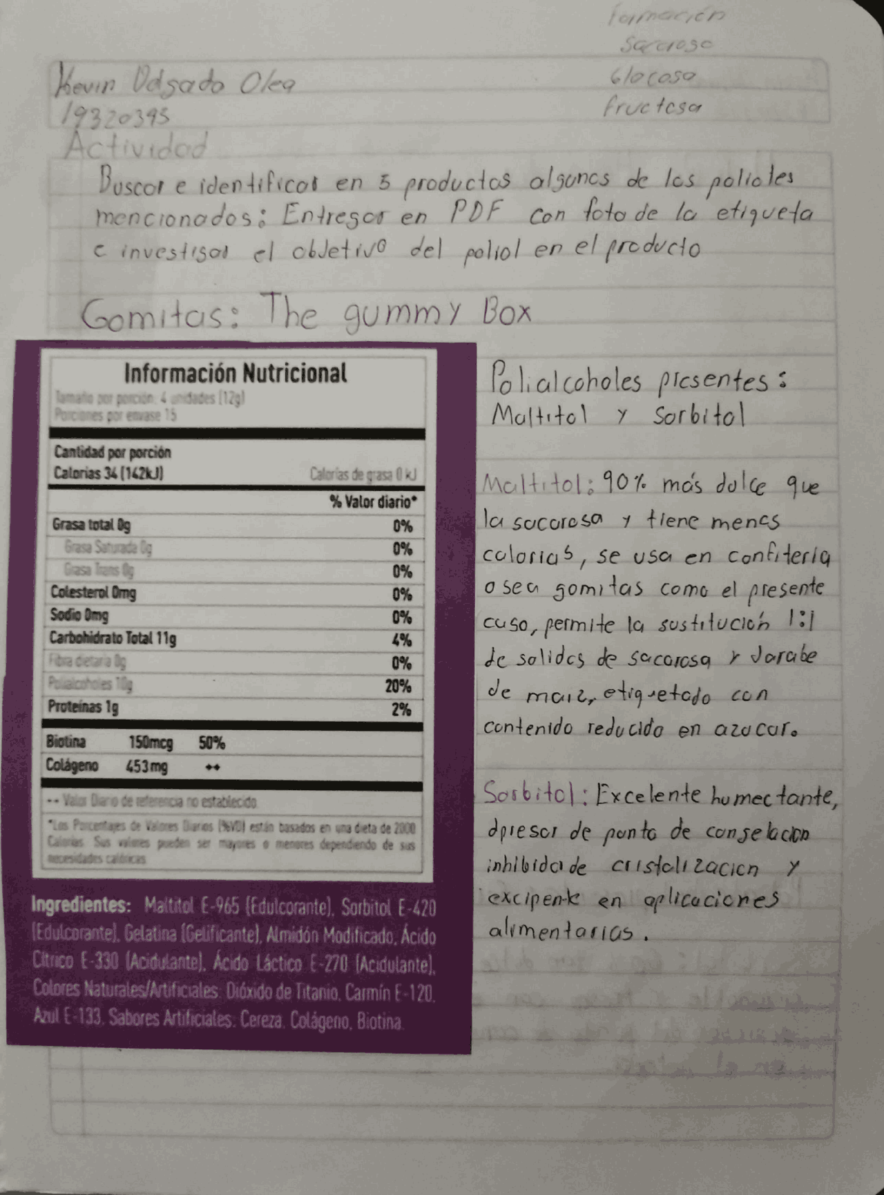 Polioles en los alimentos | Resúmenes de Química de los alimentos | Docsity