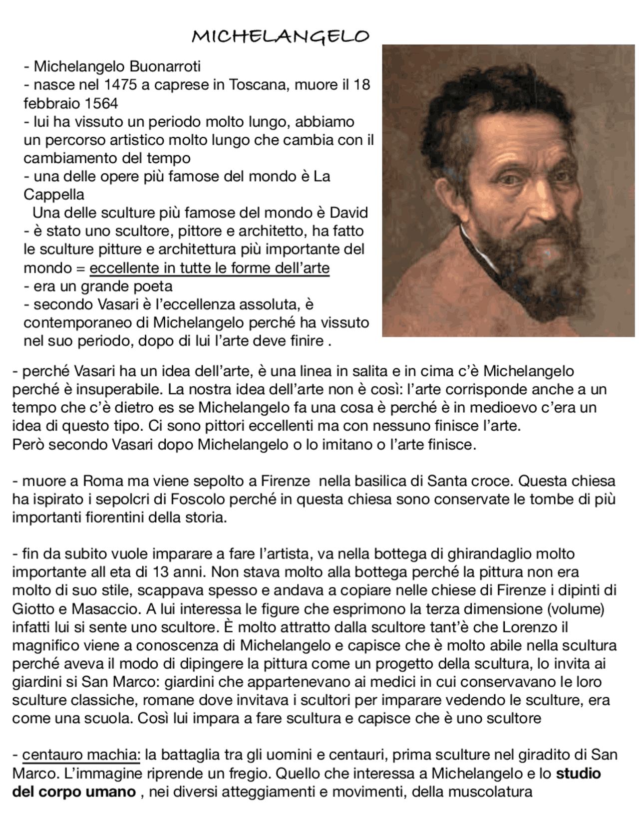 Michelangelo Buonarroti Schemi E Mappe Concettuali Di Elementi Di