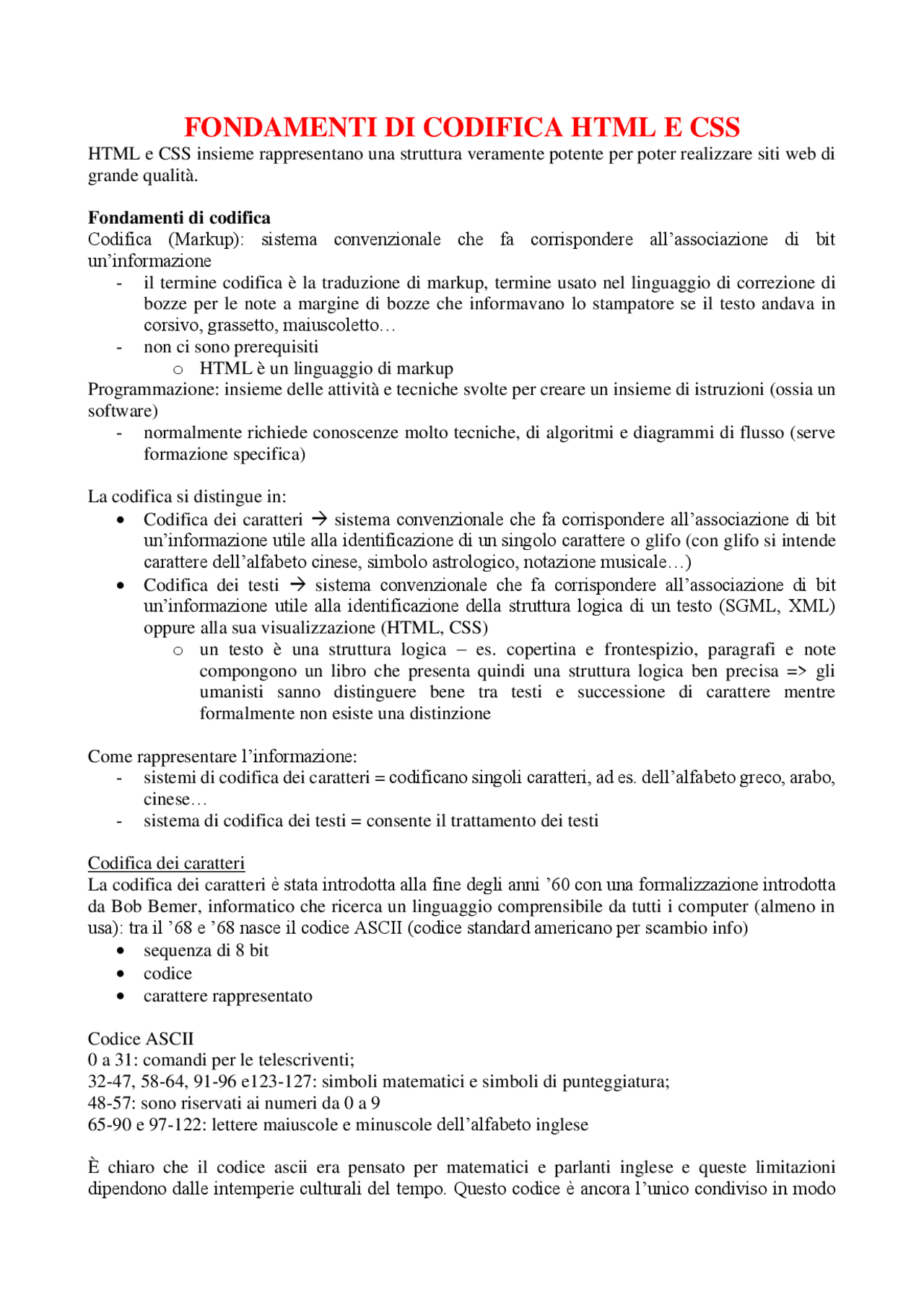 Fondamenti Di Html E Css Appunti Di Teorie E Tecniche Della