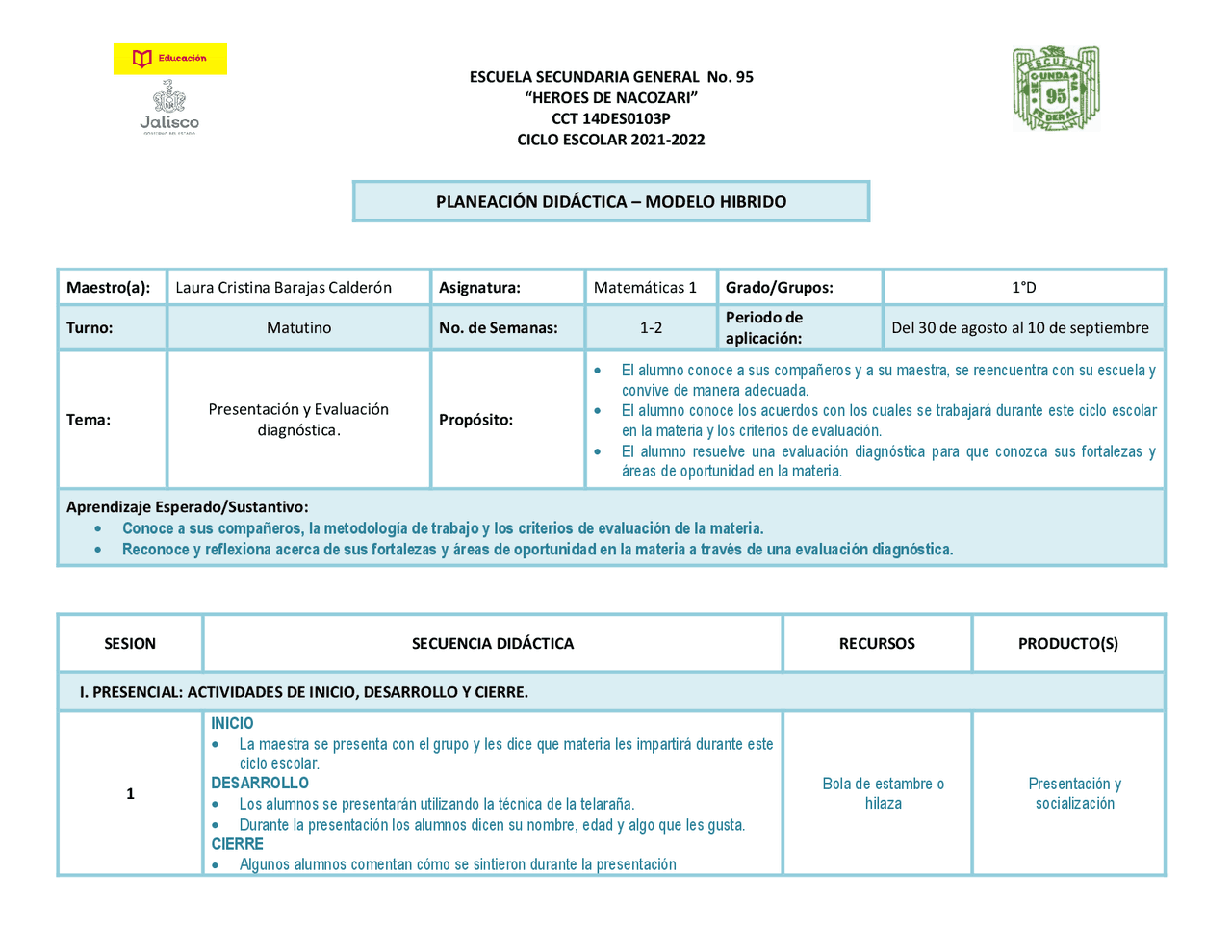 Plan semanal matemáticas segundo grado | Apuntes de Matemáticas | Docsity