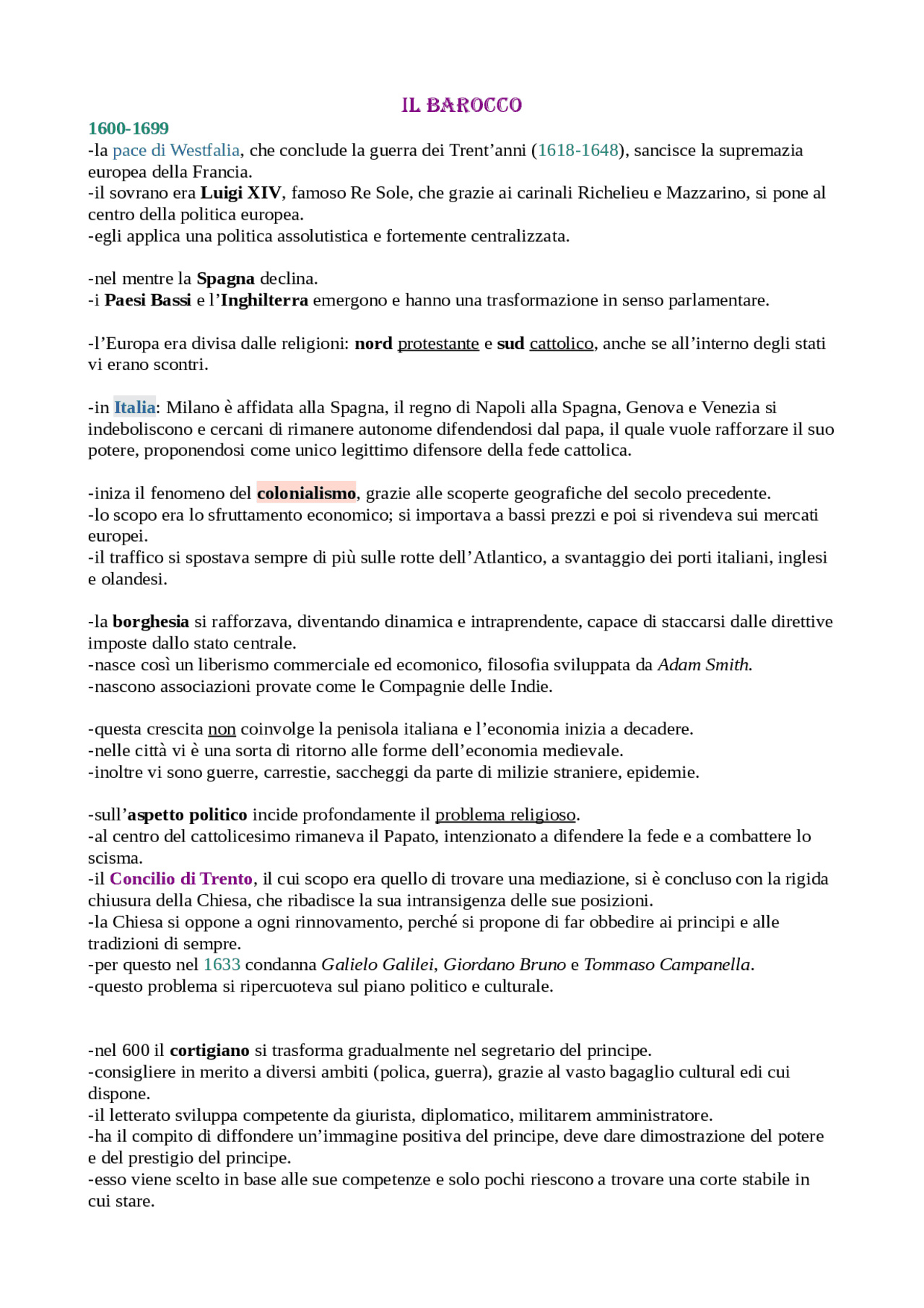 Barocco nella letteratura italiana - Marino e Narducci | Appunti di Italiano | Docsity