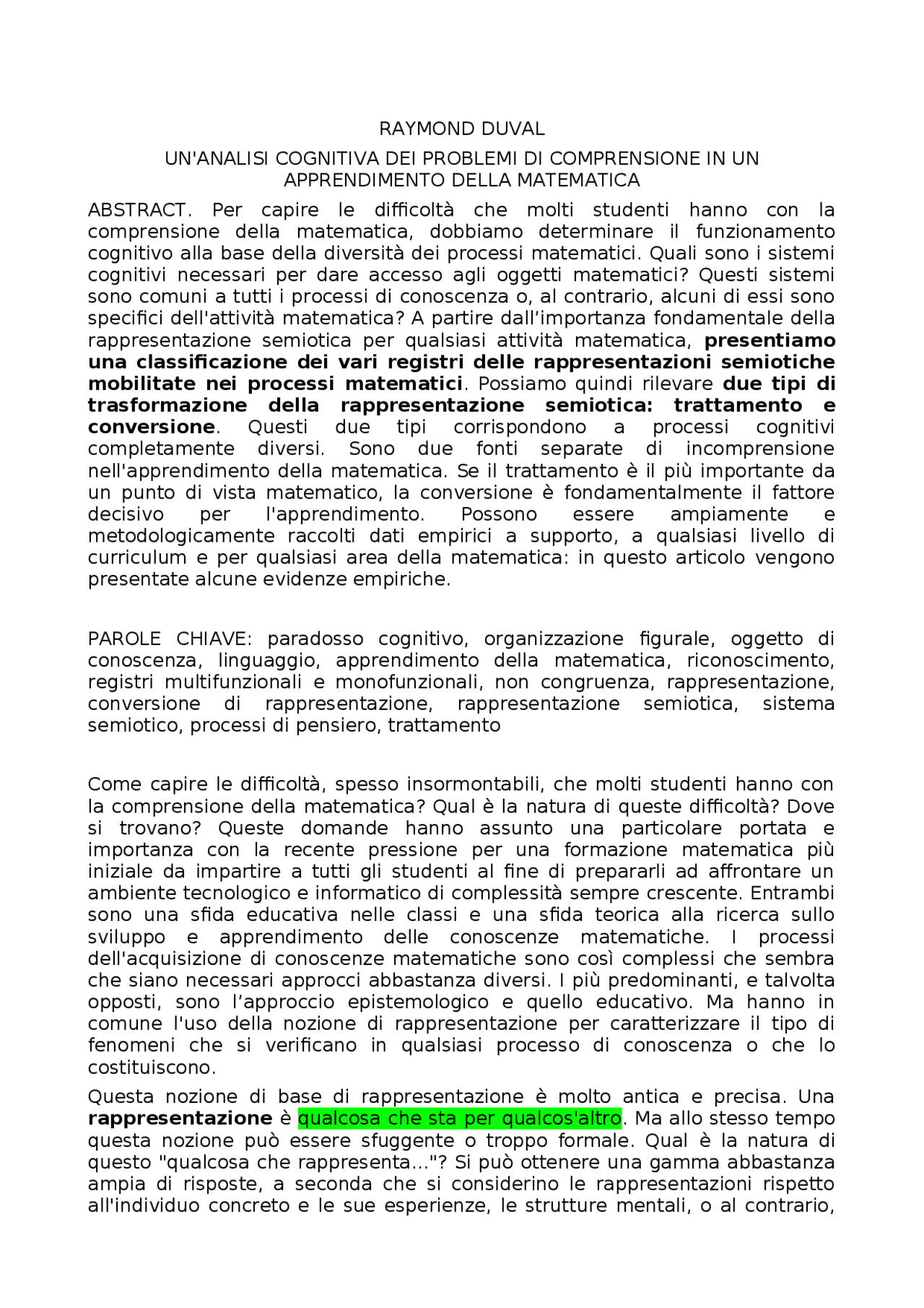 Traduzione Duval- A cognitive analysis of problems of comprehension in ...