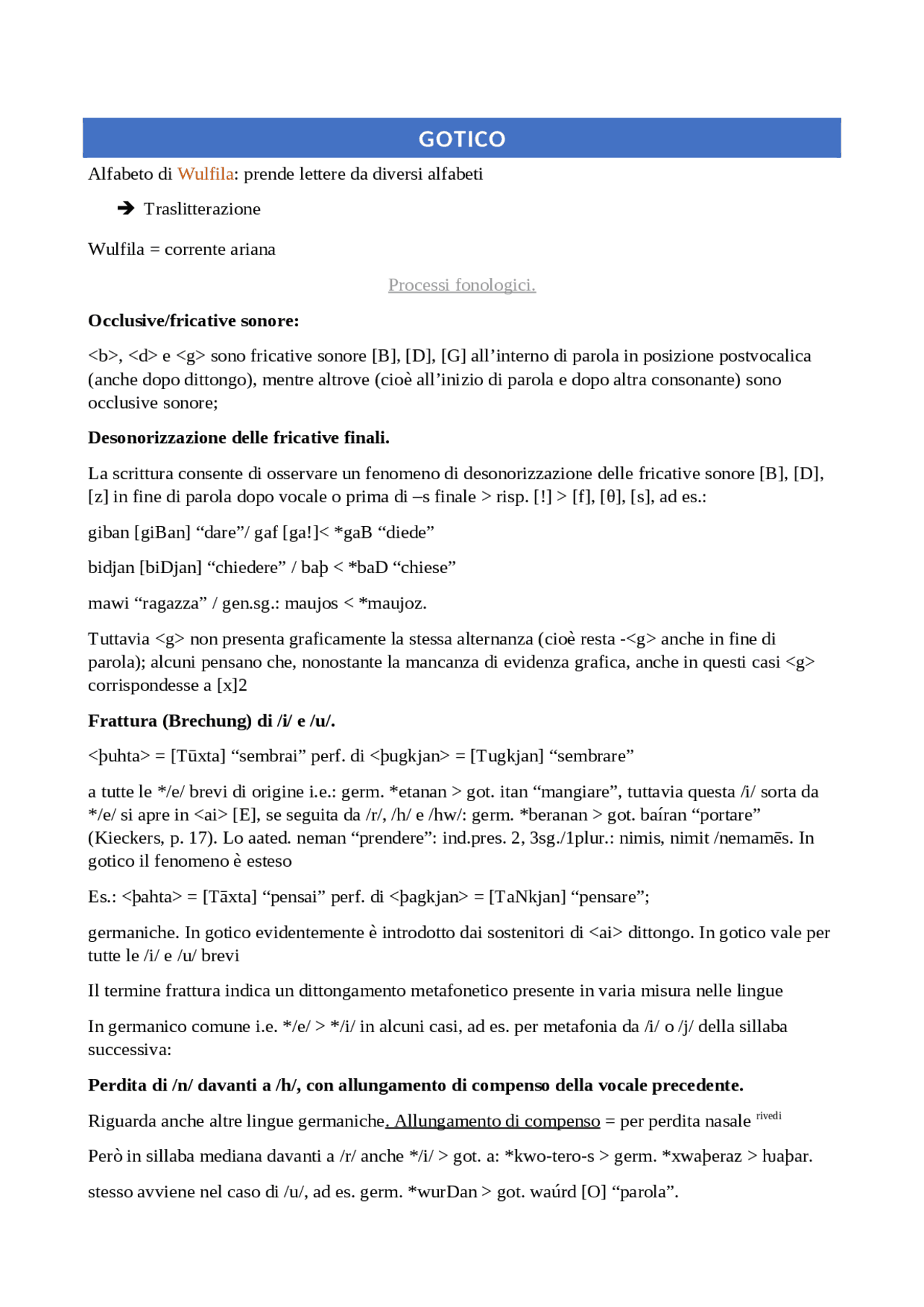 Appunti Modulo C Gotico Appunti Di Glottologia Docsity