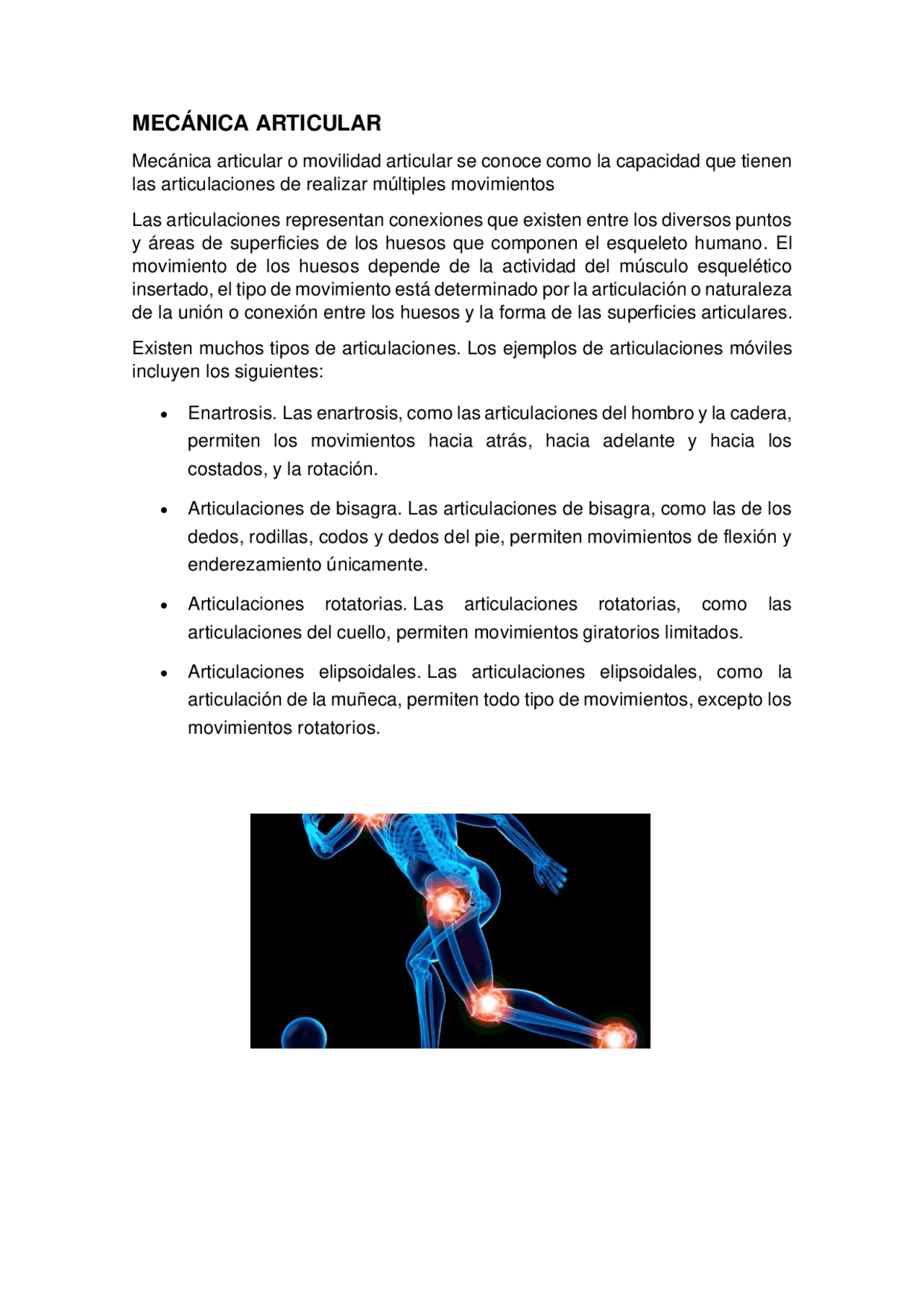 MecÁnica De Las Articulaciones Resúmenes De Anatomía Docsity
