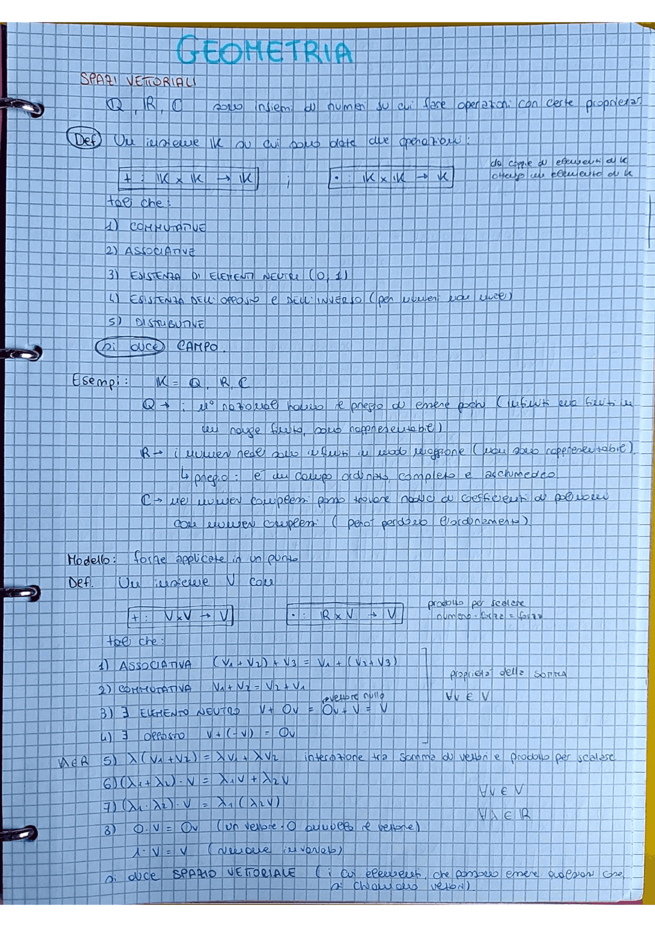 Geometria E Algebra Lineare Appunti Di Geometria Lineare Docsity