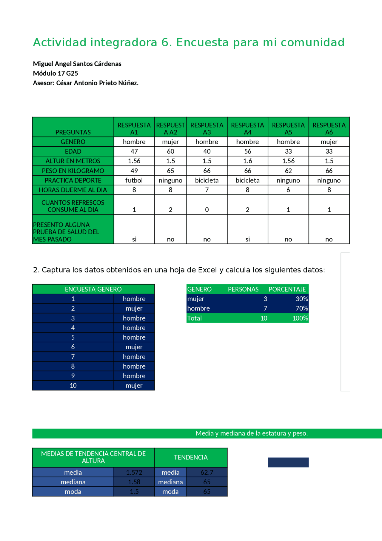 Actividad Integradora 6 Encuesta Para Mi Comunidad Ejercicios De