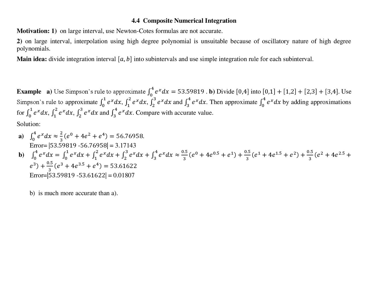 44 Composite Numerical Integration Motivation Summaries Calculus Docsity