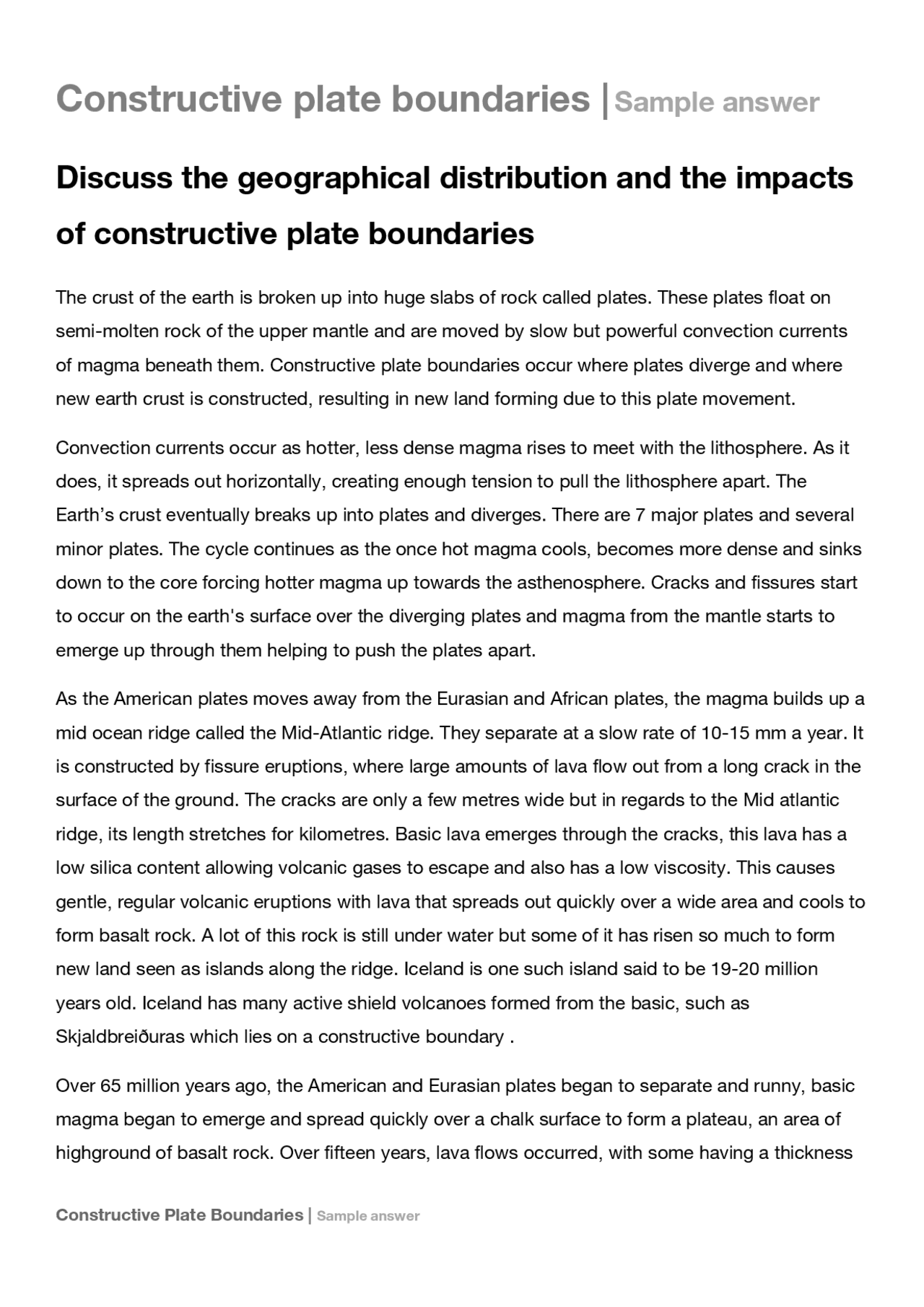 Constructive Plate Boundaries Sample Answer Lecture Notes Geology