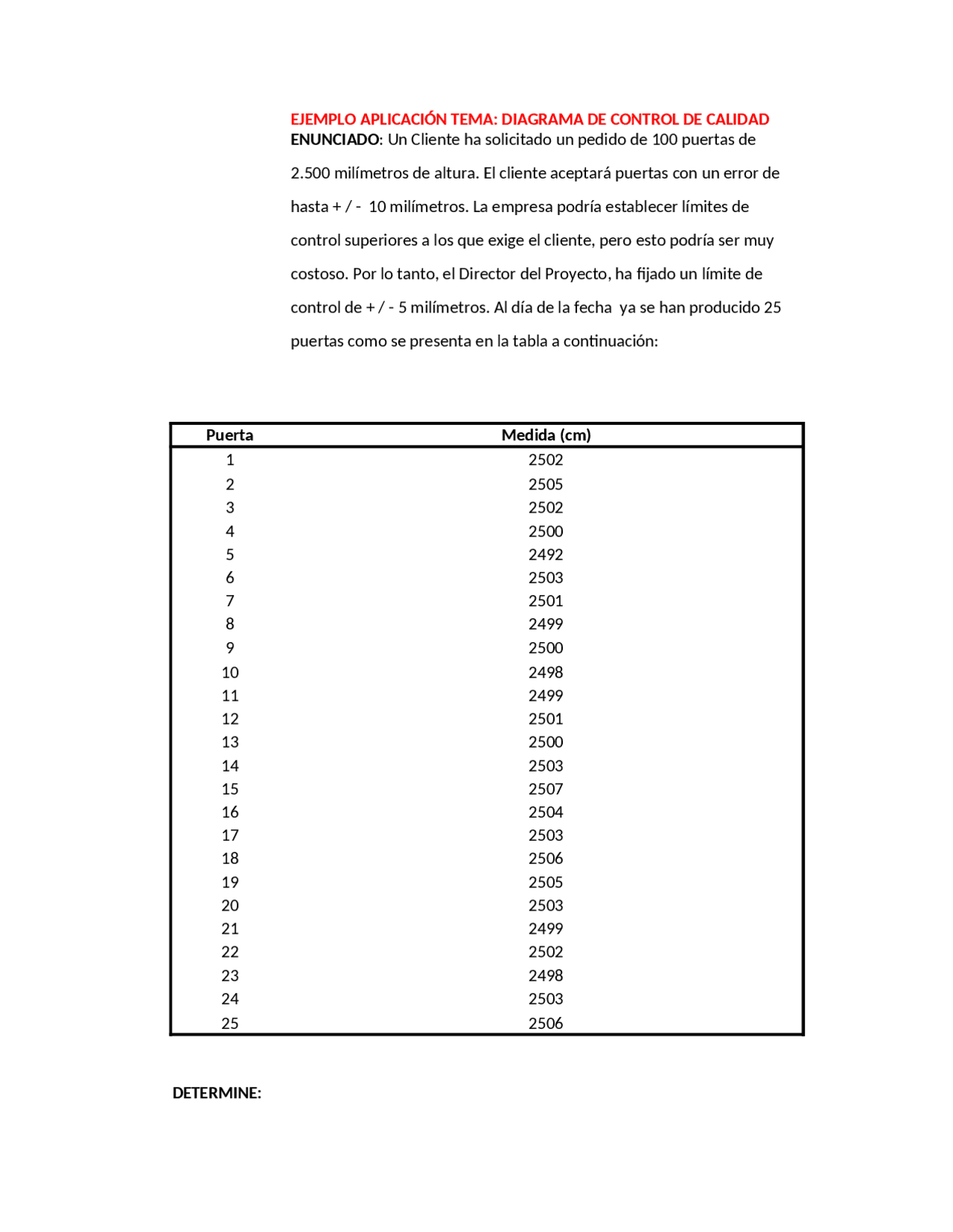 Formulas para el control de calidad | Ejercicios de Control de Procesos ...