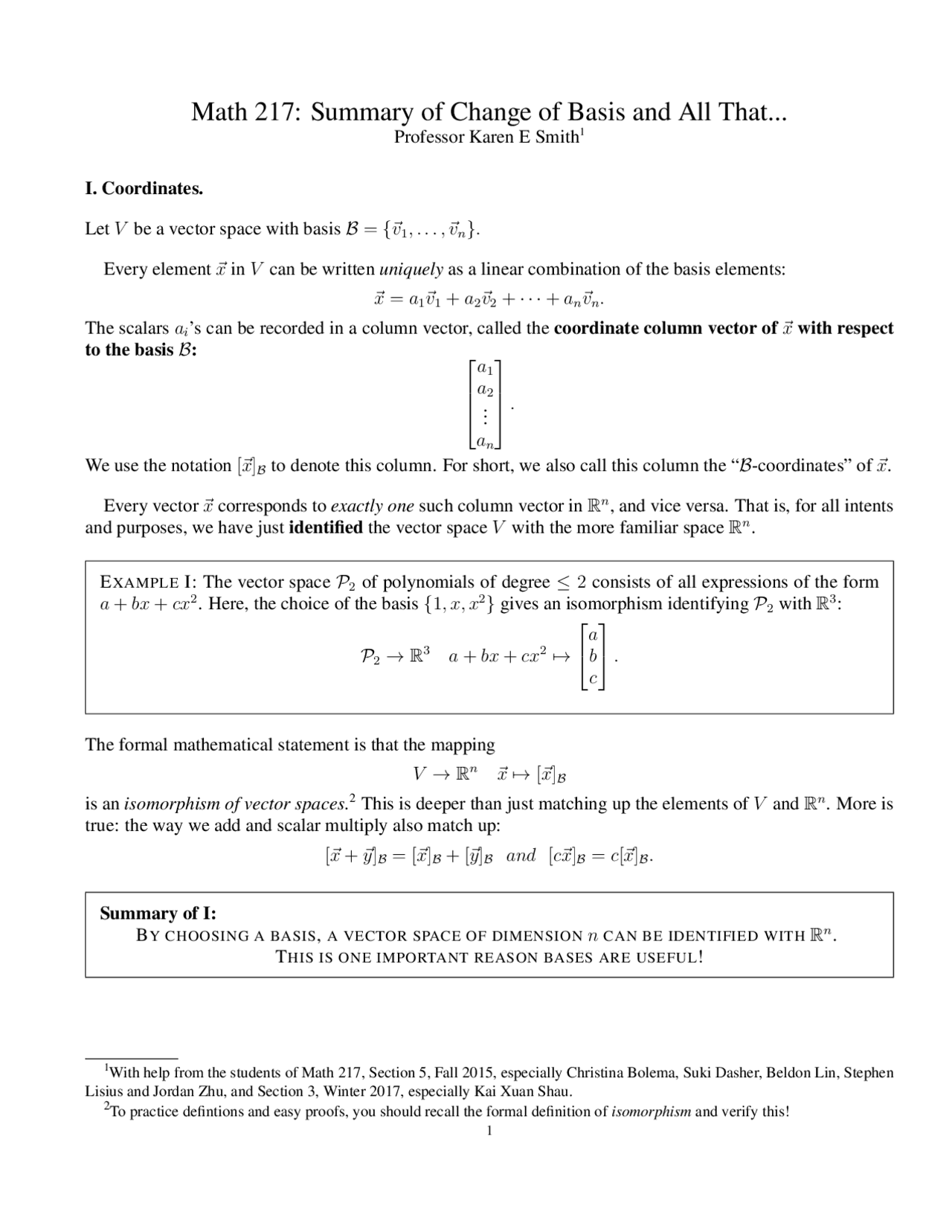 Change of Basis Matrix in Linear Algebra | Study notes Mathematics ...