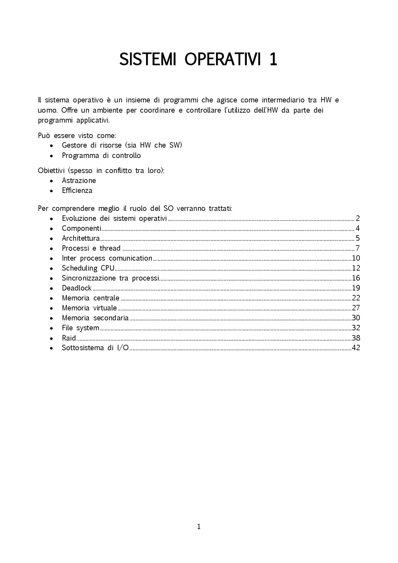 Sistemi operativi 1 - corso completo | Sintesi del corso di Sistemi ...