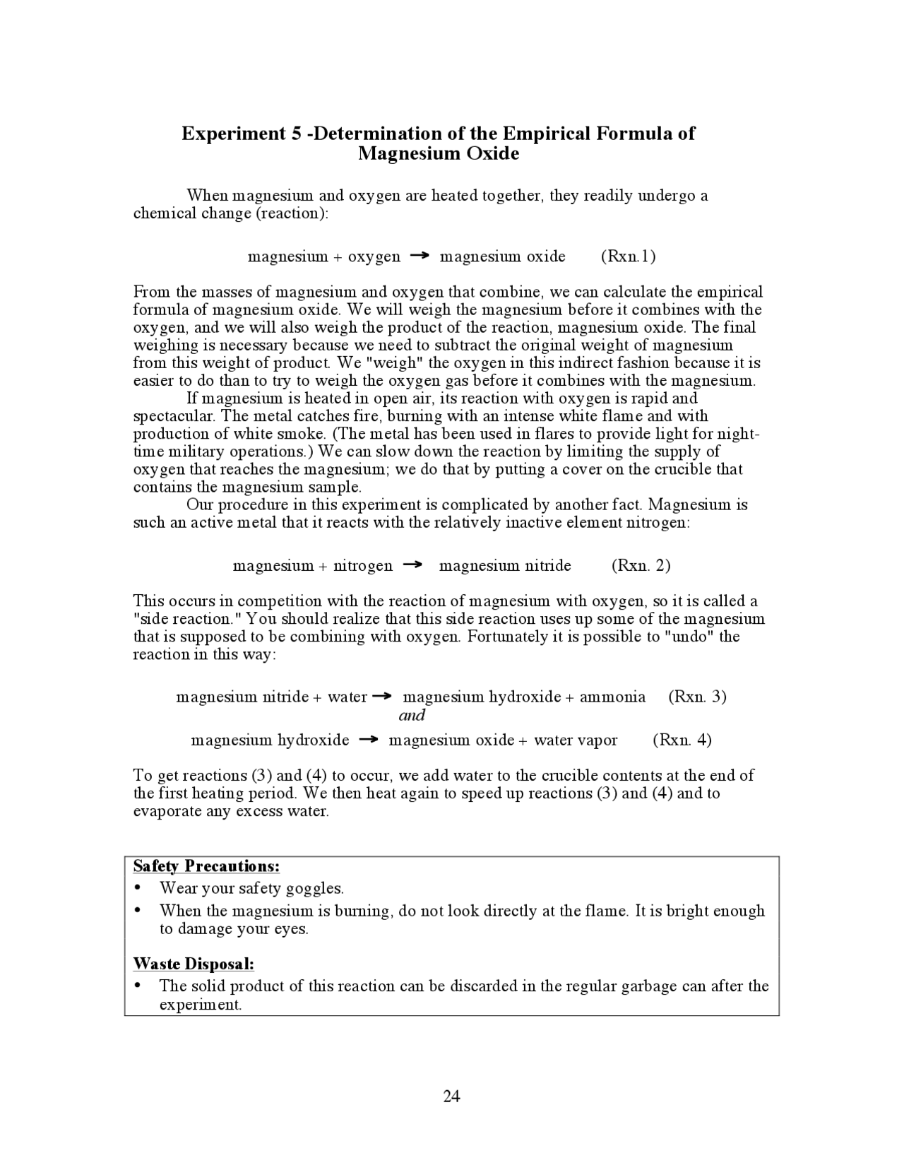 Determination of the Empirical Formula of Magnesium Oxide | Exams ...