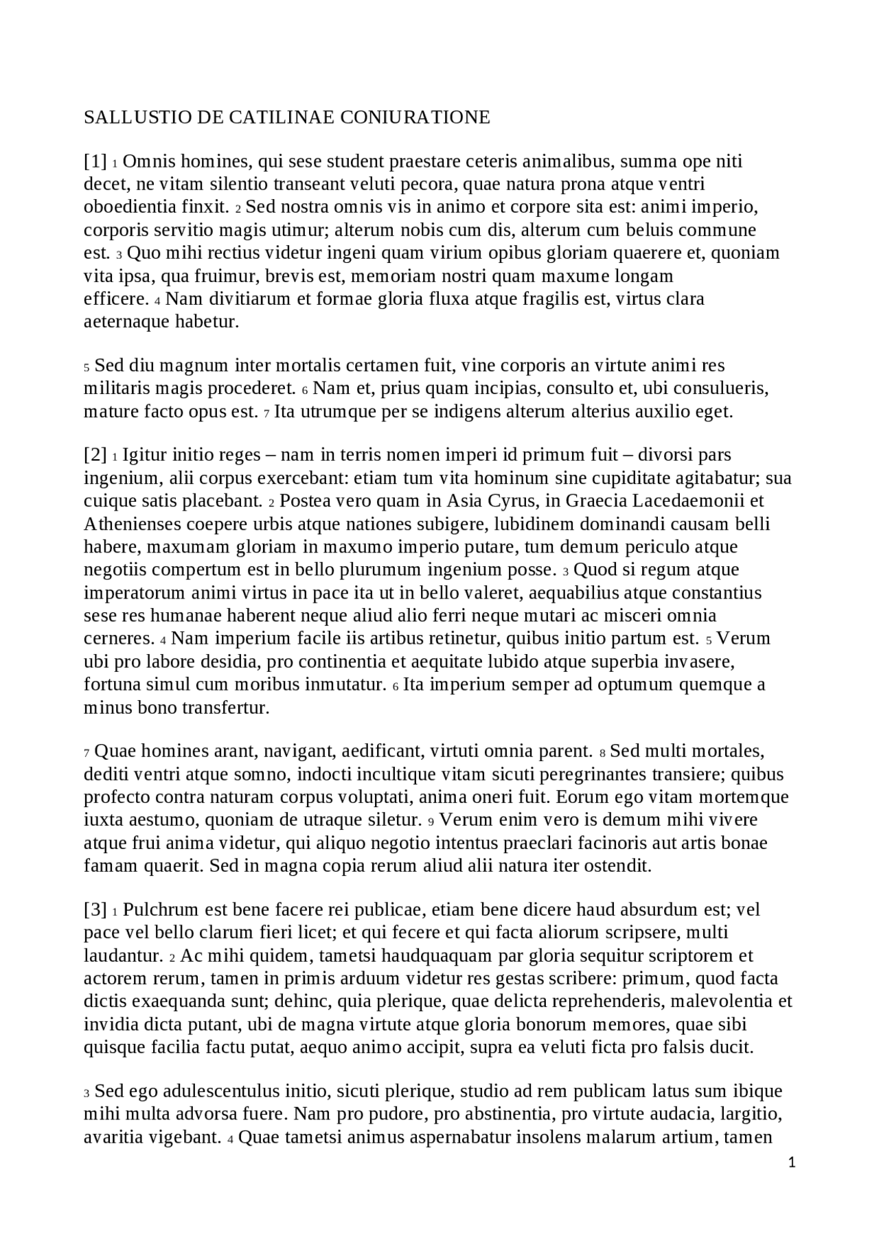 Sallustio Catilinae Dispense Di Letteratura Latina Docsity