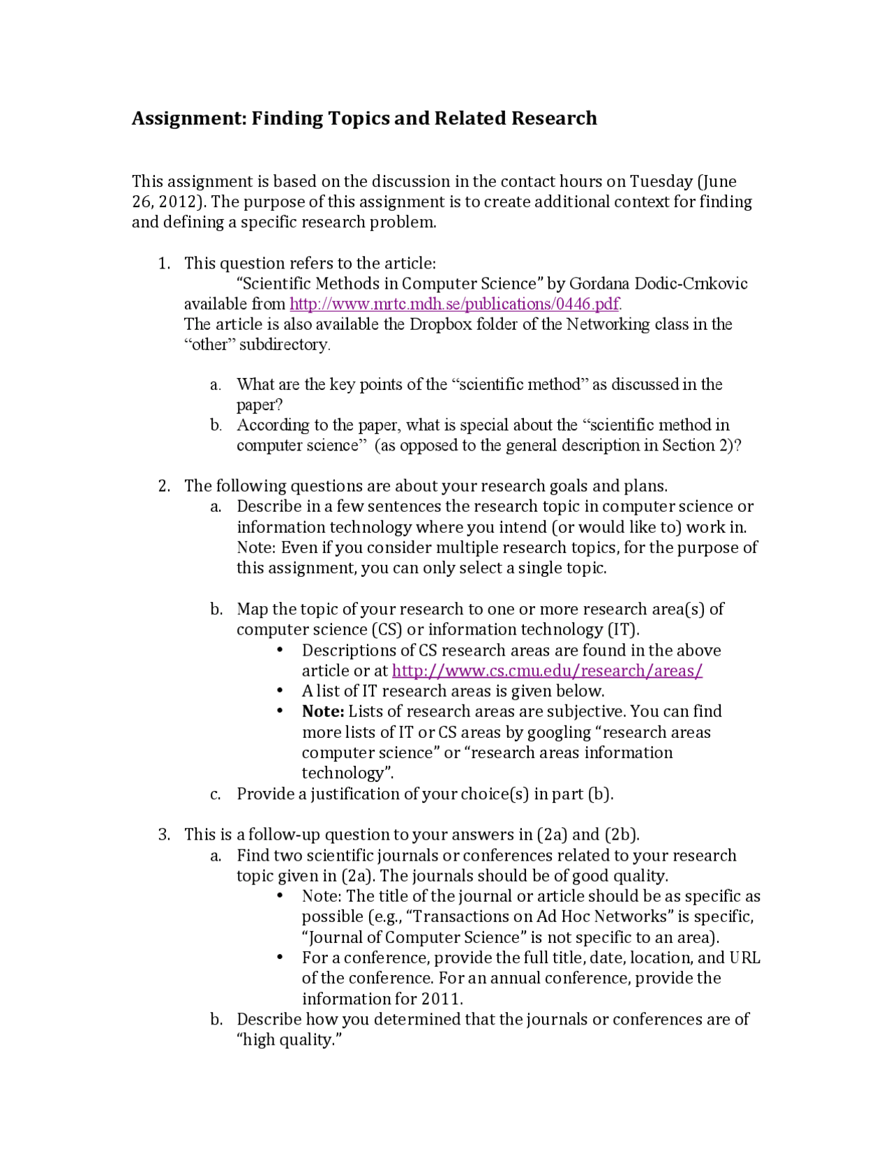 Assignment Finding Topics And Related Research Summaries Computer