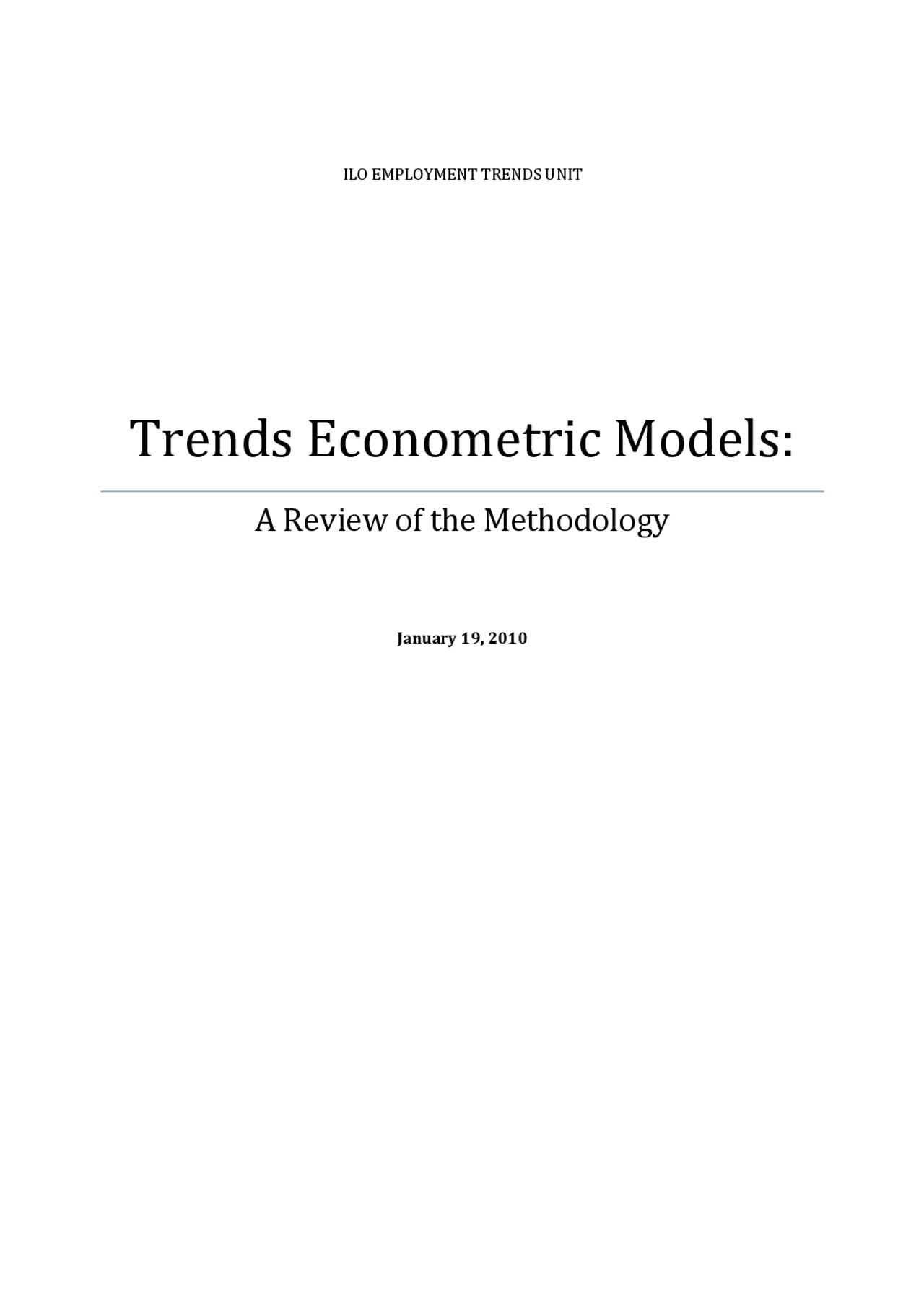 Trends Econometric Models A Review Of Methodology Lecture Notes