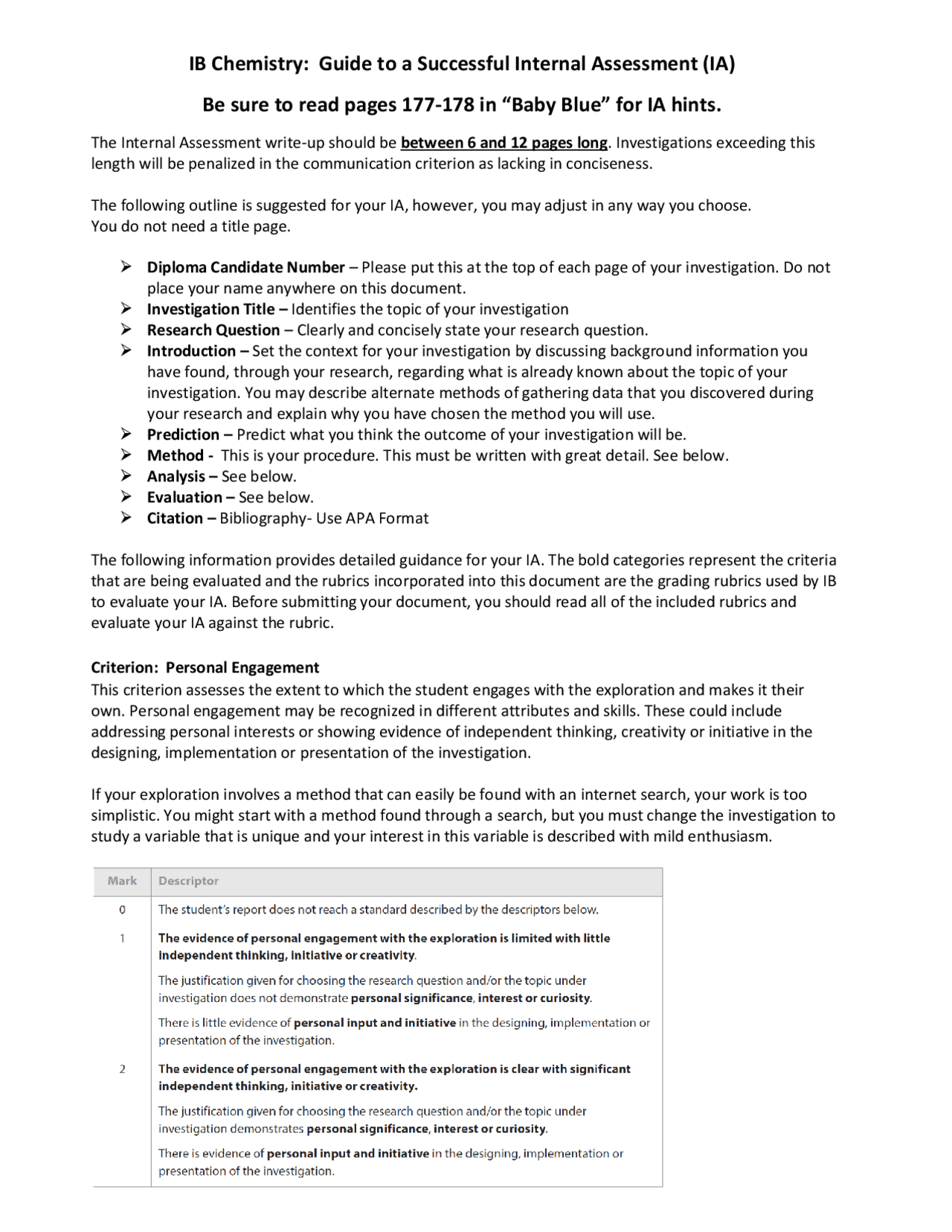 IB Chemistry: Guide to a Successful Internal Assessment (IA ...