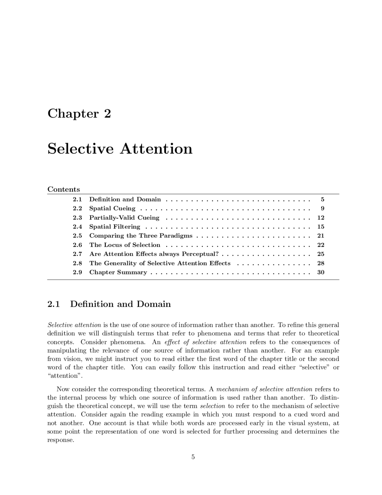 Selective Attention Lecture Notes Psychology Docsity