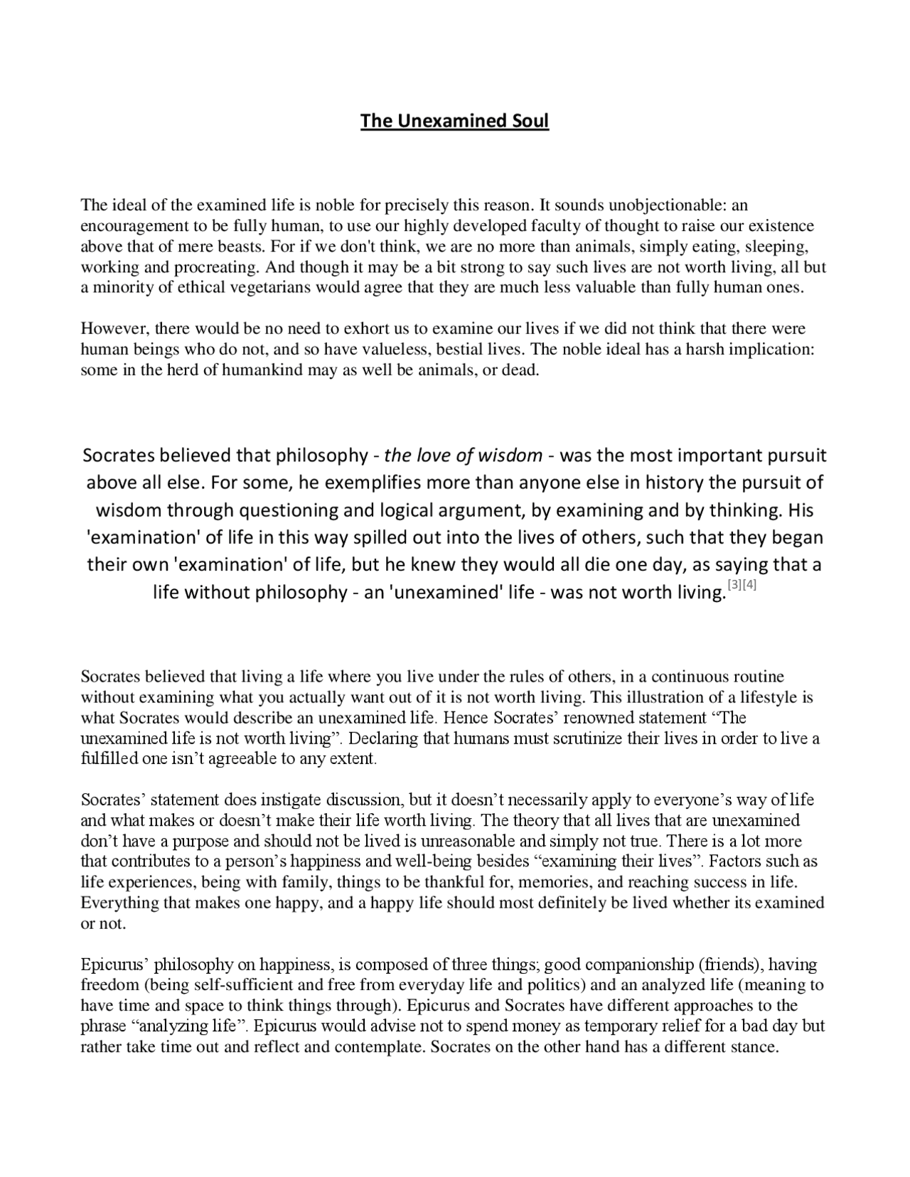 The Unexamined Soul Socrates believed that philosophy | Slides ...