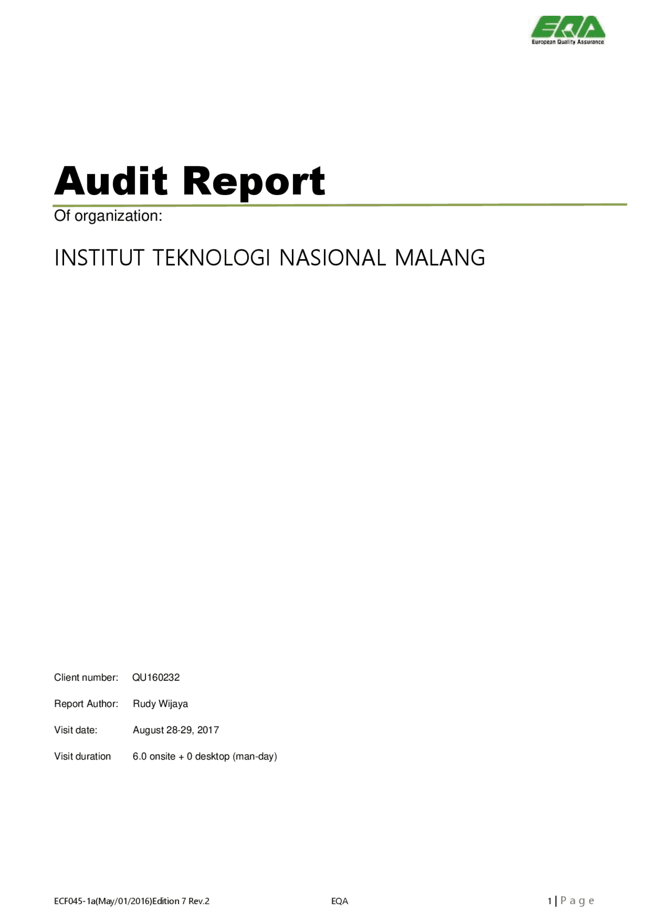 Audit Report Template Exercises Engineering Docsity