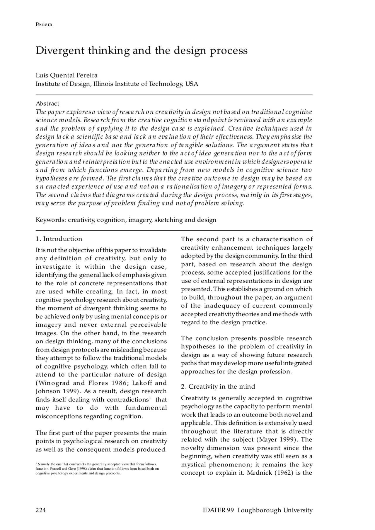 Divergent thinking and the design process | Slides Design | Docsity