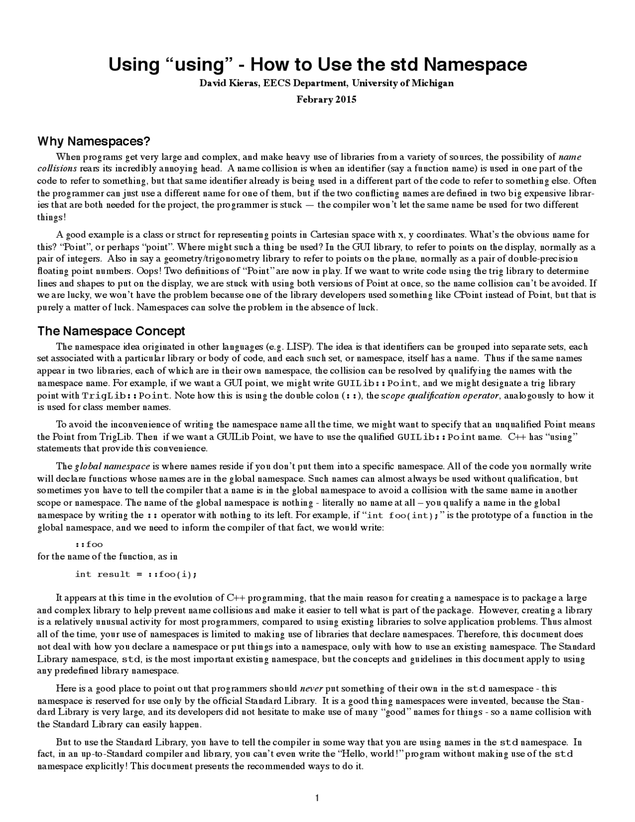 Name Collisions and Namespaces in C++: Avoiding Identifier Clashes in Large Programs | Exams ...