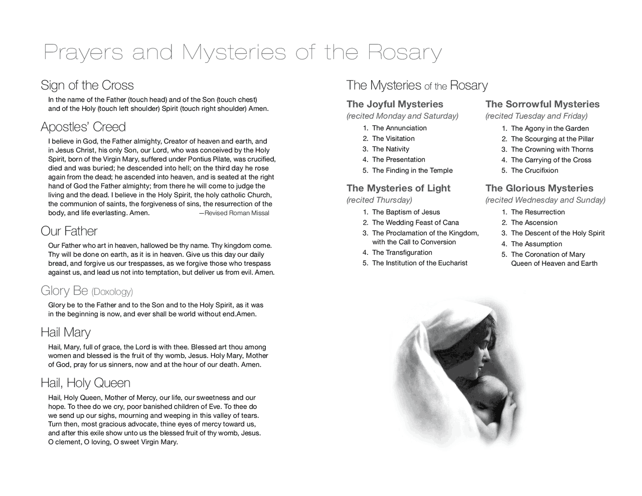 Prayers and Mysteries of the Rosary | Lecture notes Art | Docsity