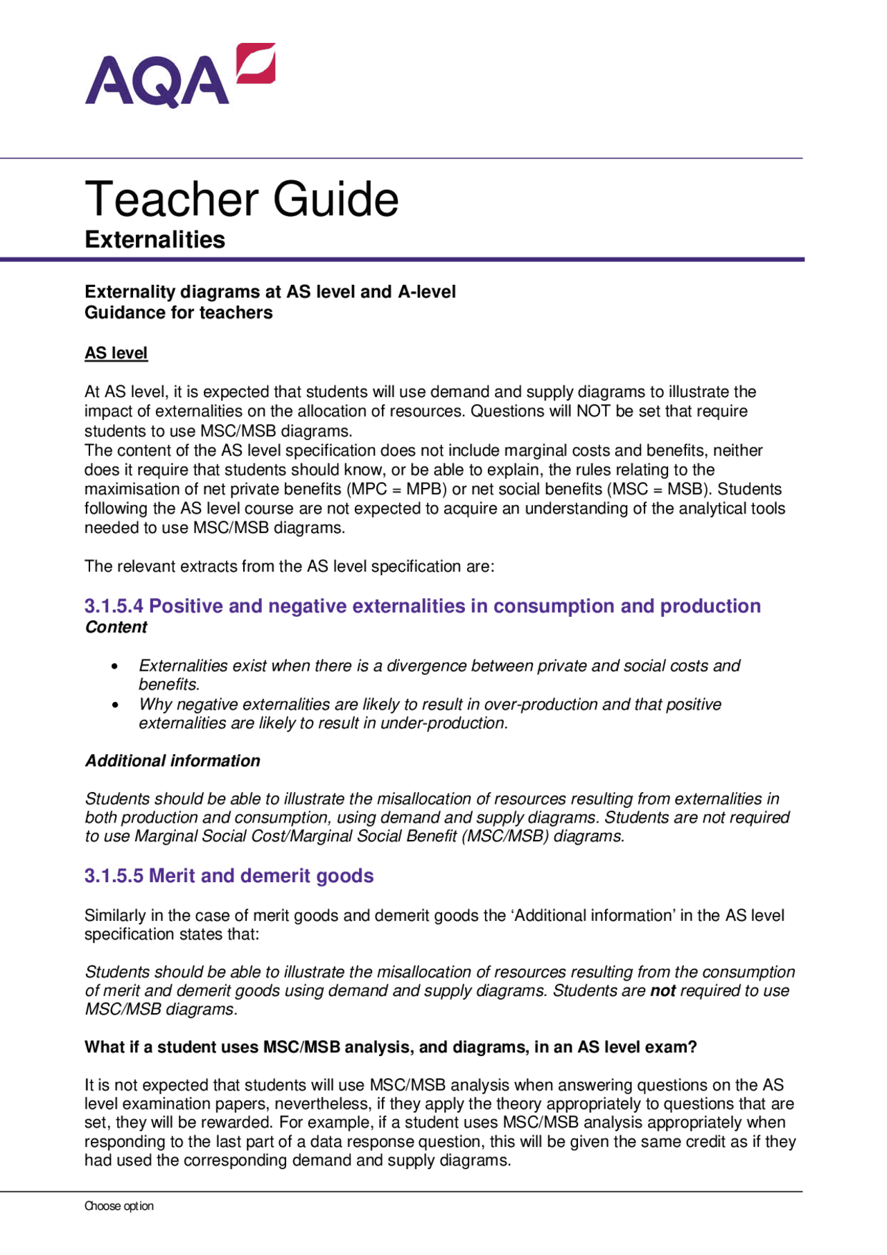 Teaching Guide Externalities Lecture Notes Social Welfare Docsity