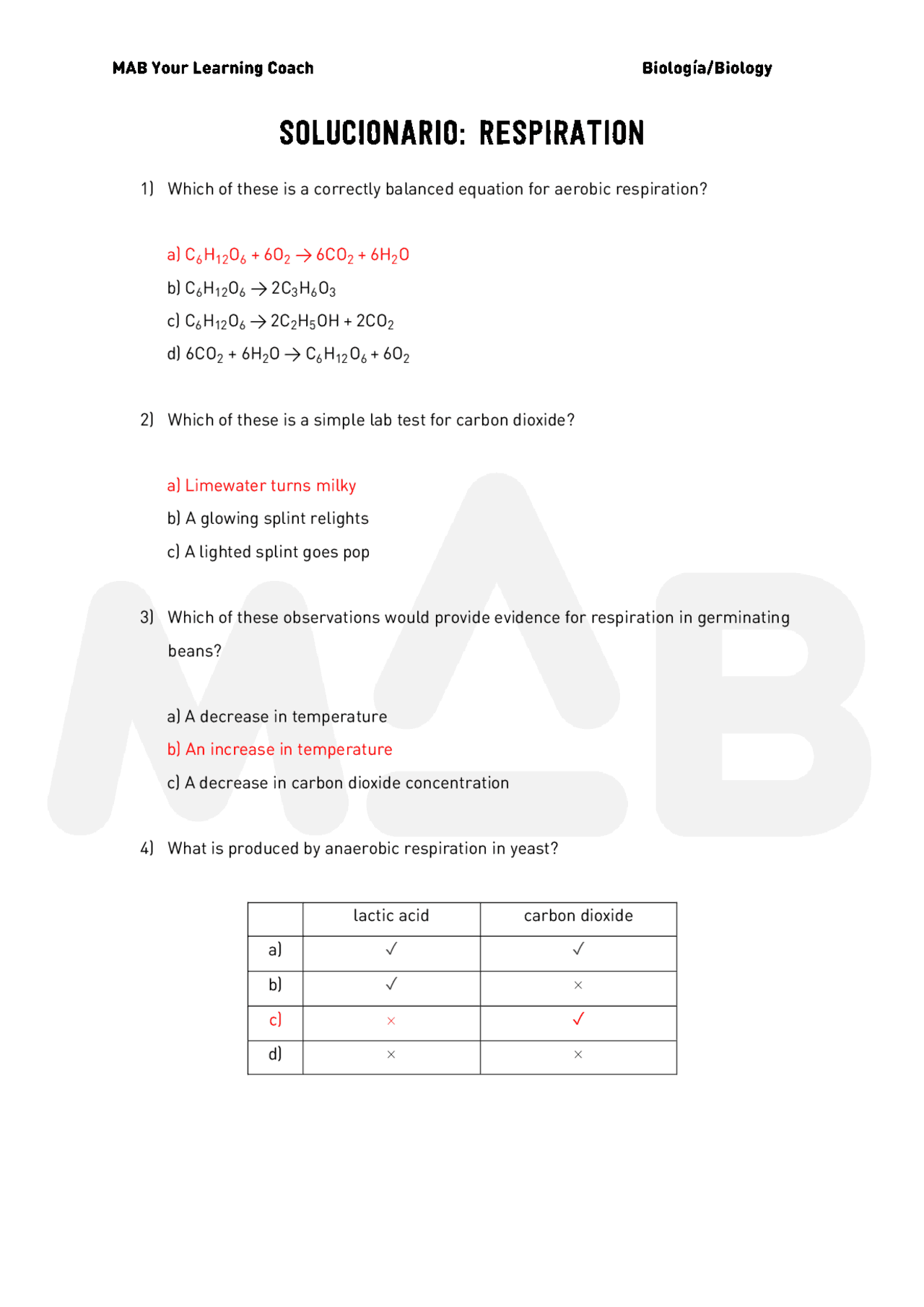 Aerobic and Anaerobic Respiration: Equations, Lab Tests, and ...