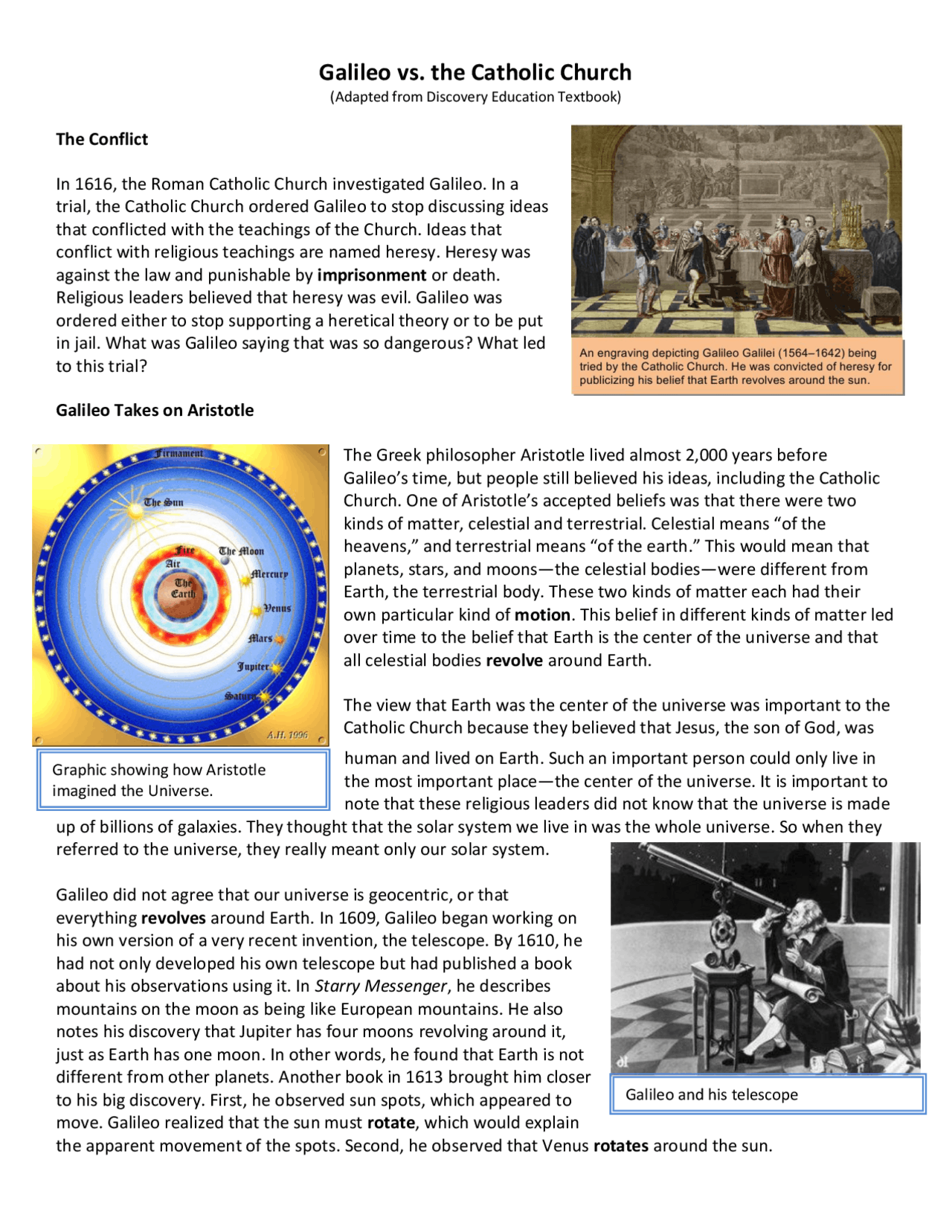 Galileo vs. the Catholic Church | Study notes Law | Docsity