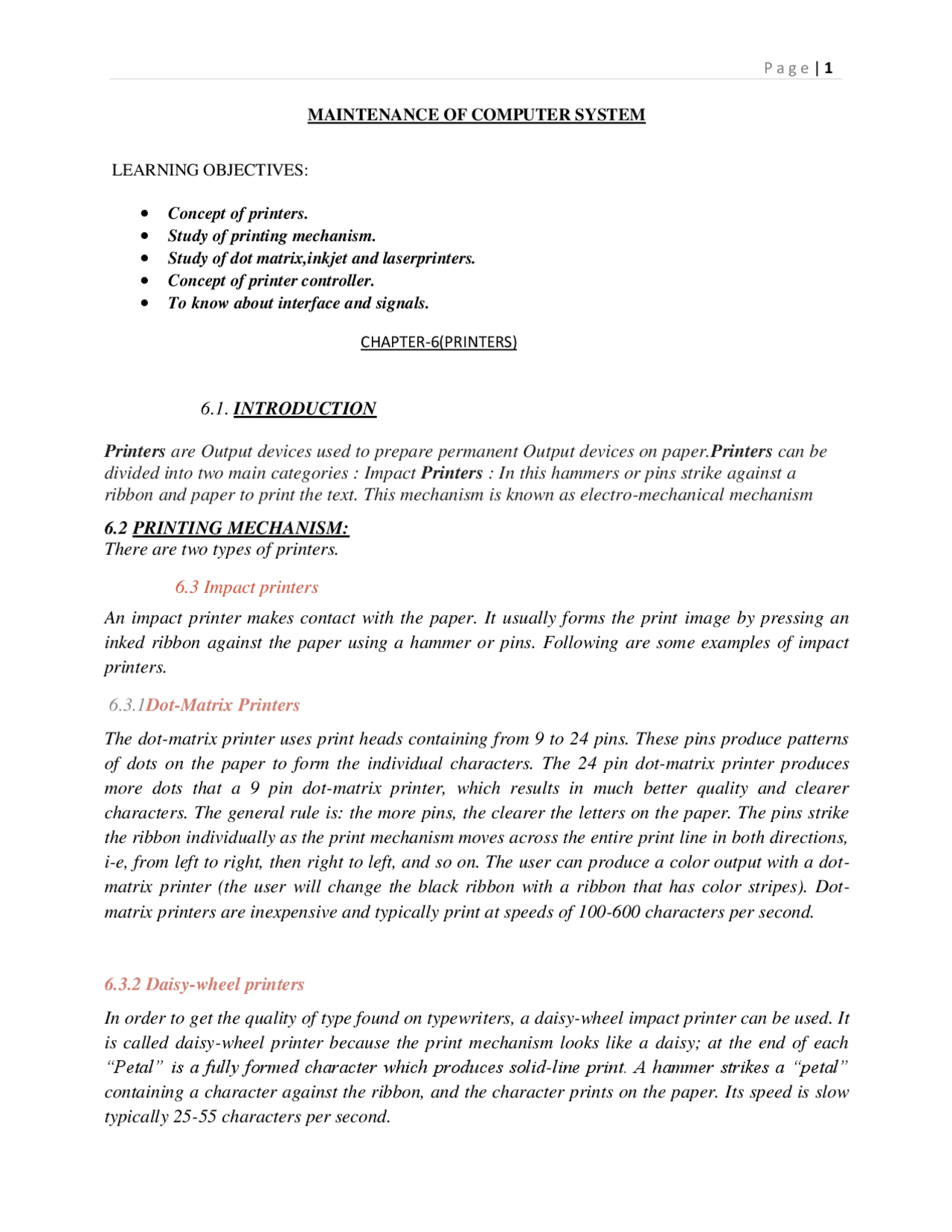 61 Introduction Printers Are Output Devices Used To Exercises