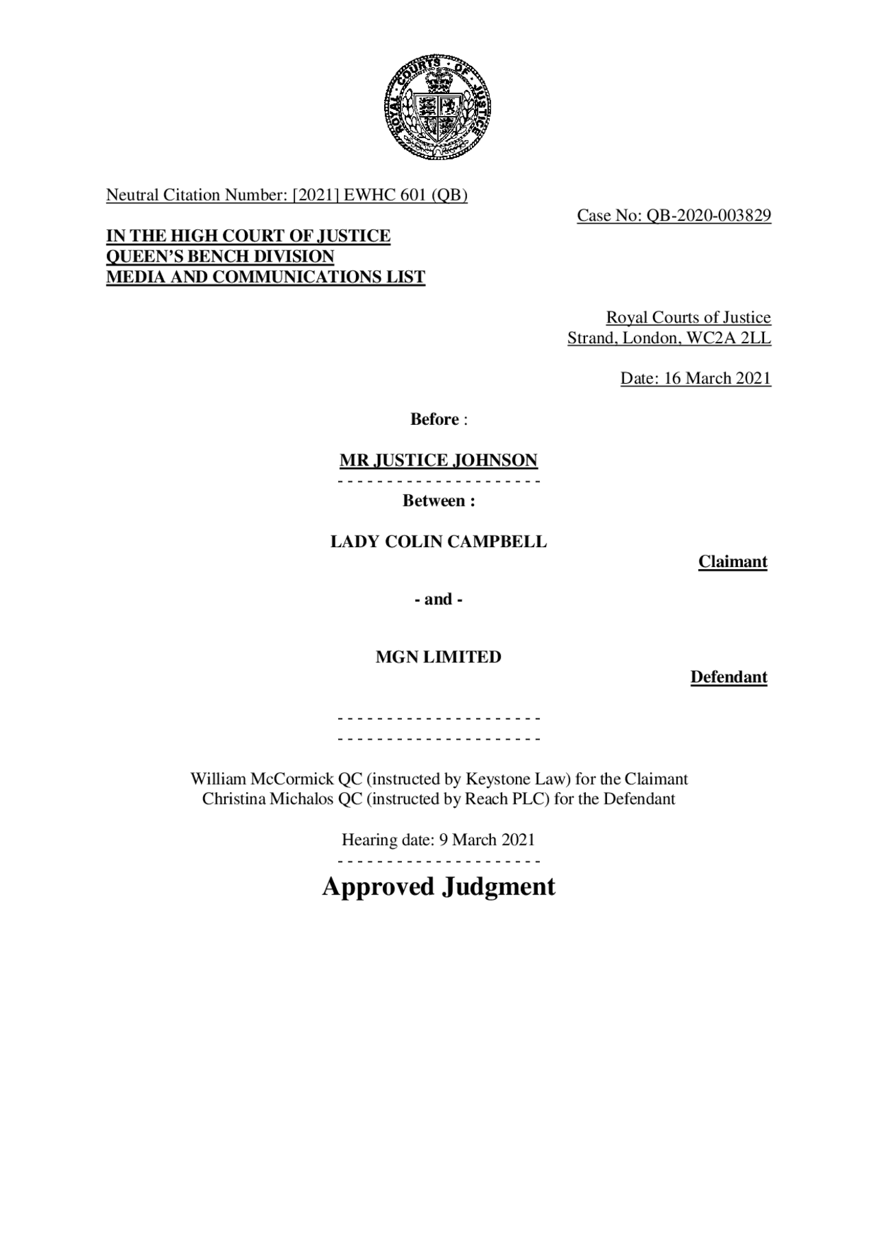 Campbell v MGN: Defining Words' Meaning and Freedom of Expression ...